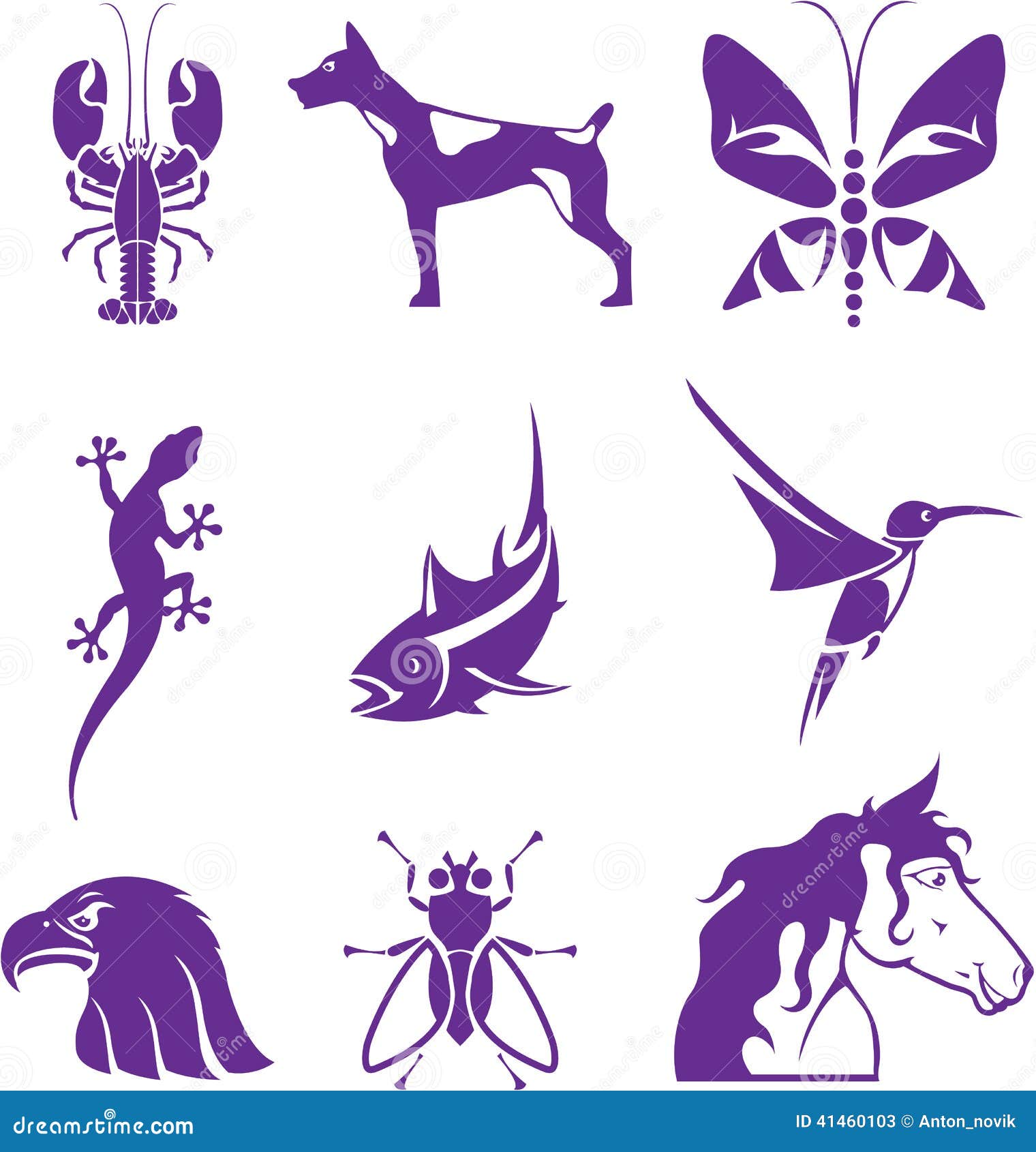 Set Of Sea Animals And Elements. Cute Aquatic Creatures. Cartoon Vector ...