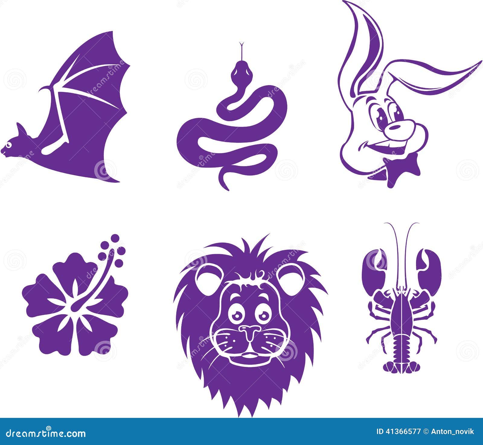 Set Of Sea Animals And Elements. Cute Aquatic Creatures. Cartoon Vector ...