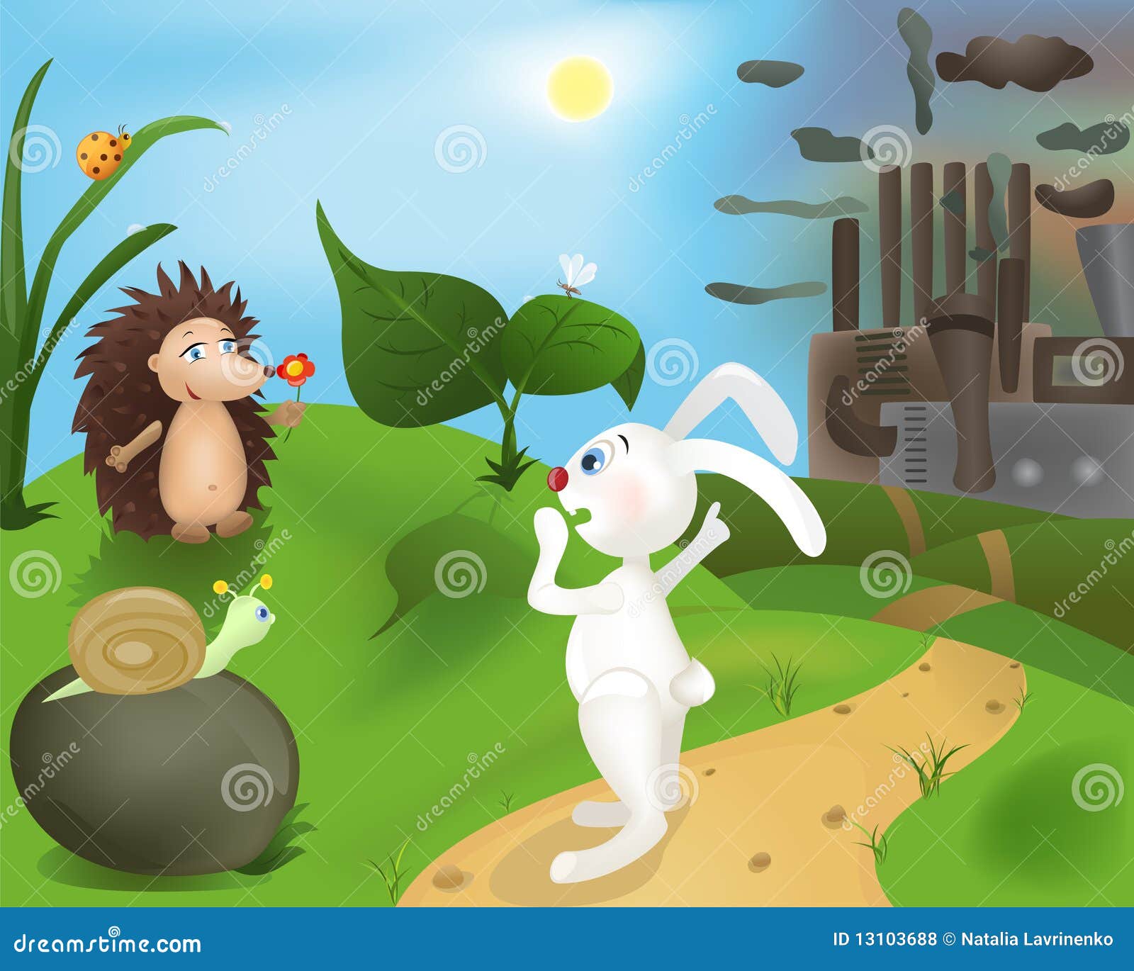 Animals and factory stock vector. Illustration of damage - 13103688