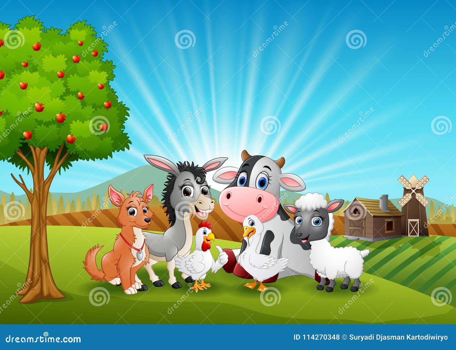Animals Farm Relax in the Morning Stock Vector - Illustration of clip ...