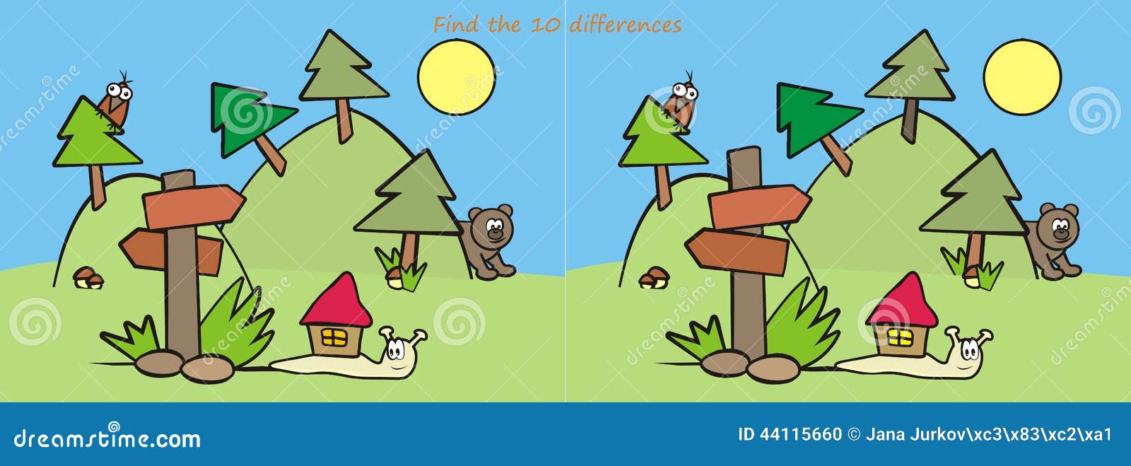 Animals - Find Ten Differences, Activity, Eps. Stock Vector ...