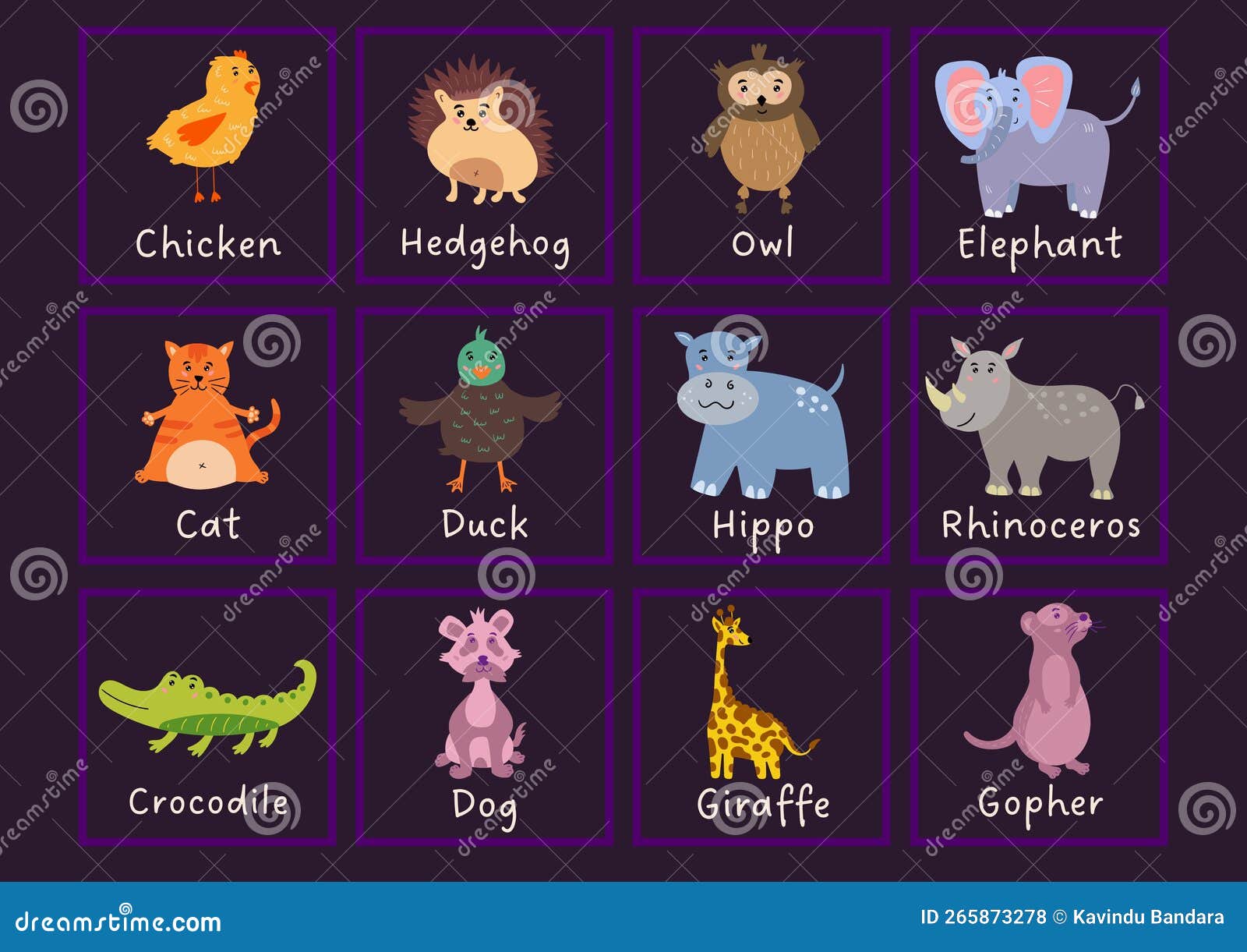 Animals Flashcard Memory Game Stock Illustration - Illustration of ...