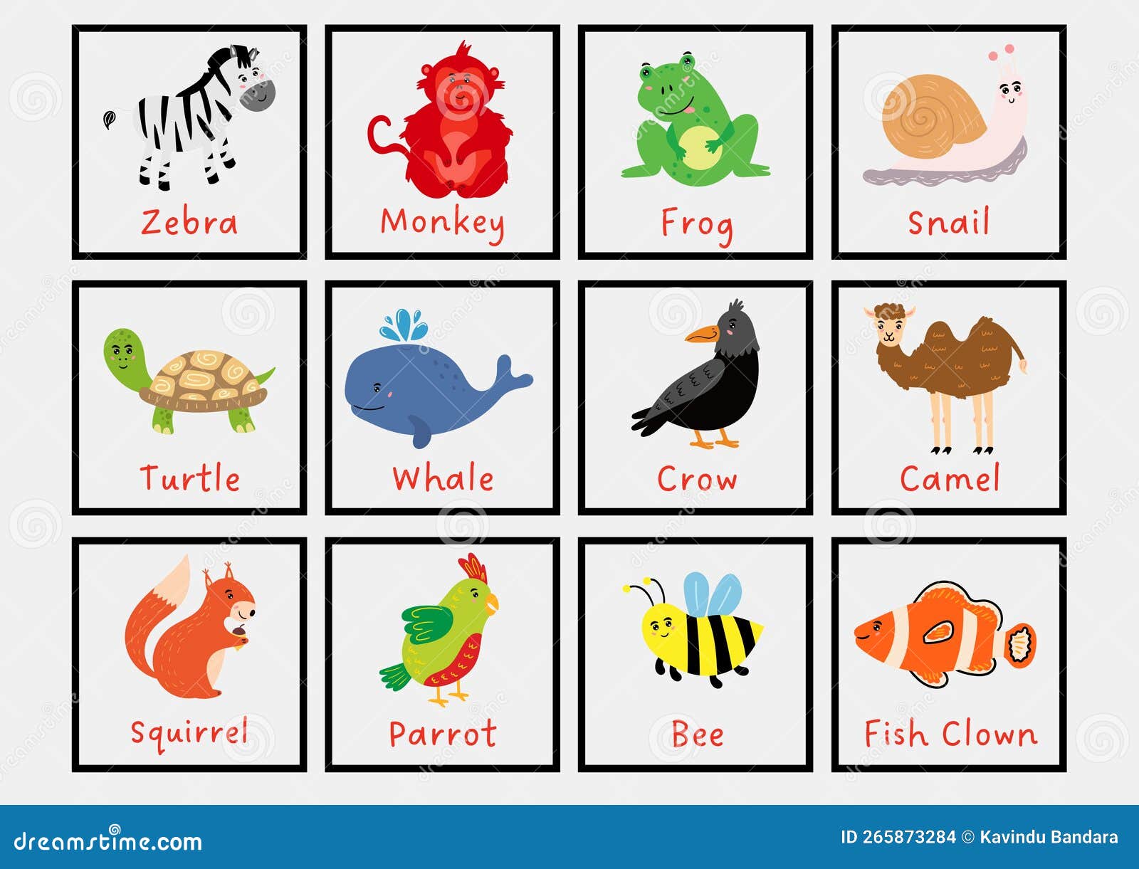 Animals Flashcard Memory Game Stock Illustration - Illustration of ...