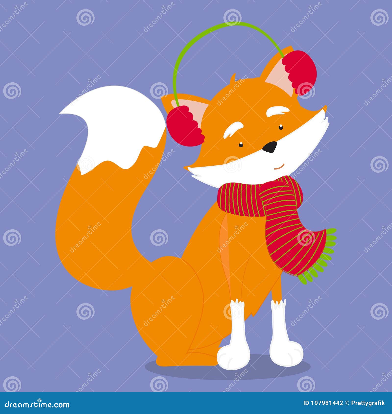 Animals fox ear muffs 02 stock vector. Illustration of muffs - 197981442