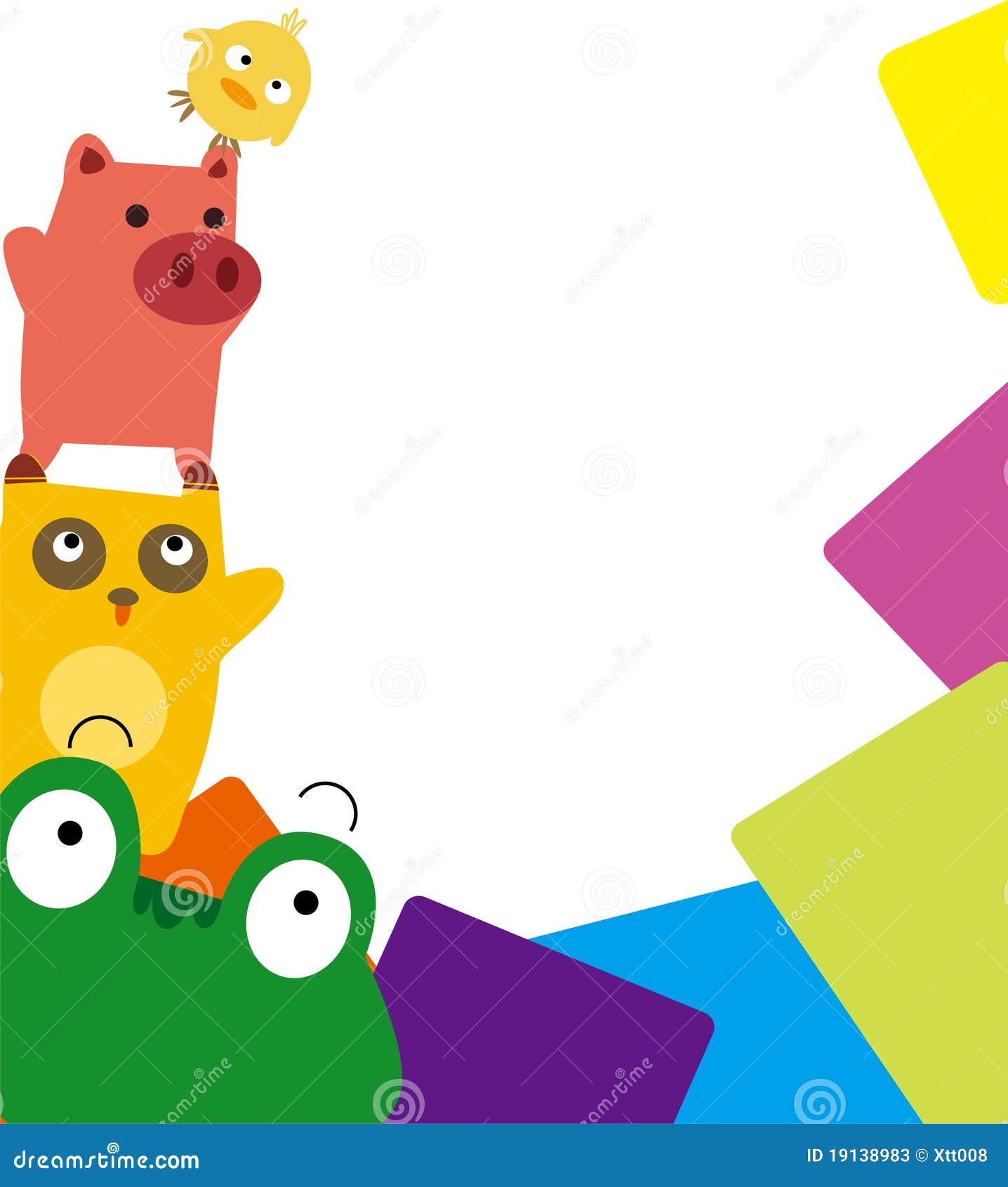 Animals frame stock vector. Illustration of cute, colourful - 19138983