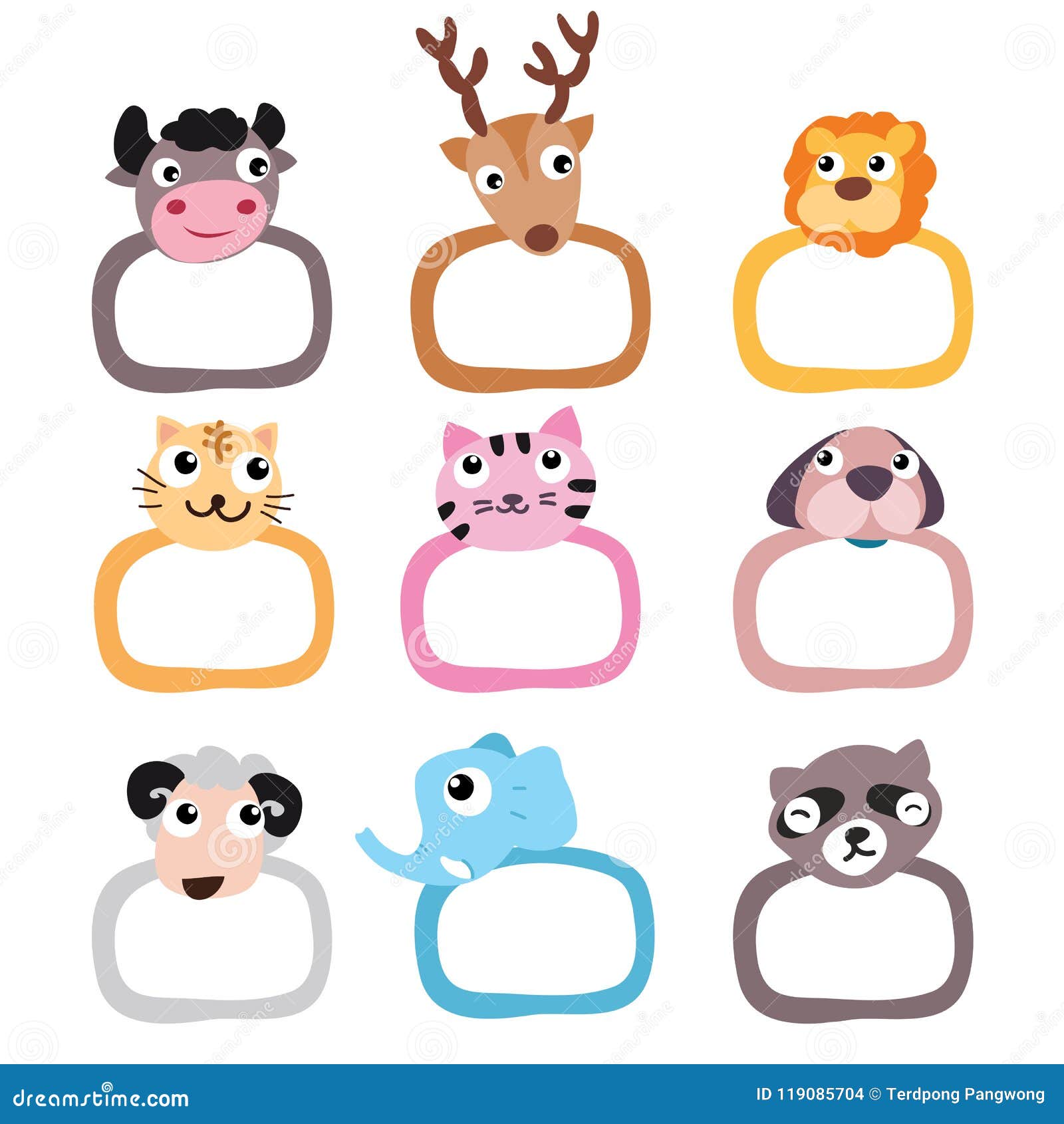 Animals frame design stock illustration. Illustration of lion - 119085704