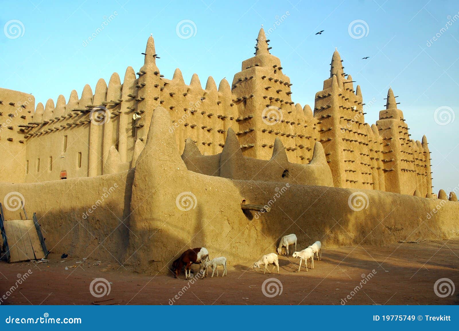 Animals in Front of the Djenne Mud Mosque Stock Image - Image of cart ...