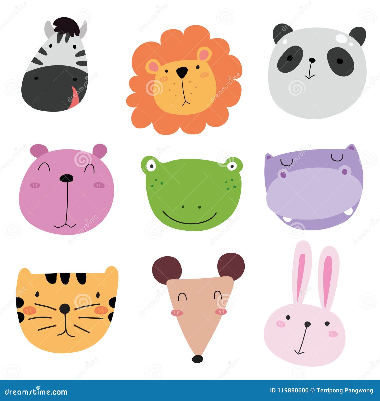 Animals Head Character Design Stock Illustration - Illustration of lion ...