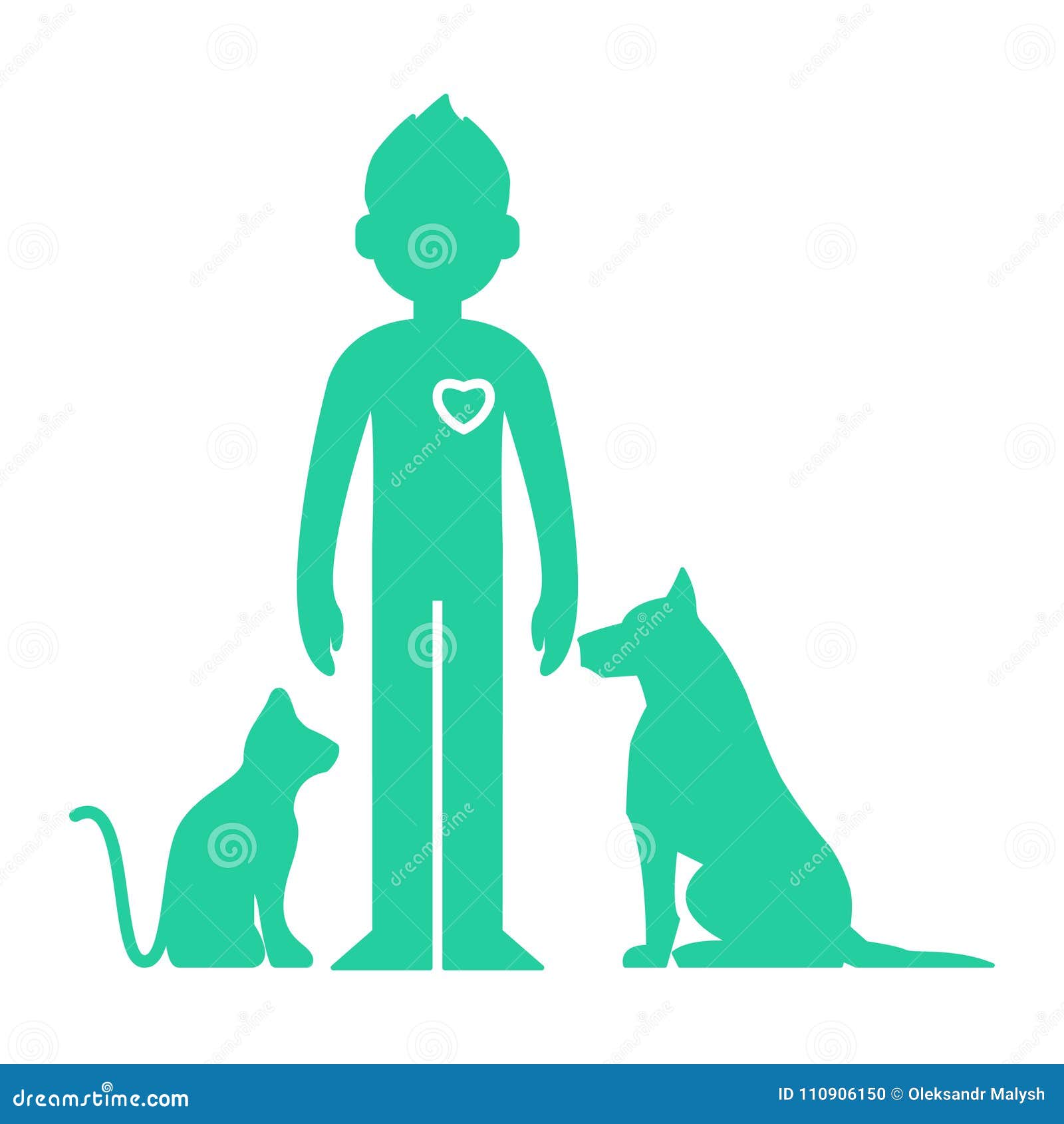 Animals help. Man stock vector. Illustration of childish - 110906150