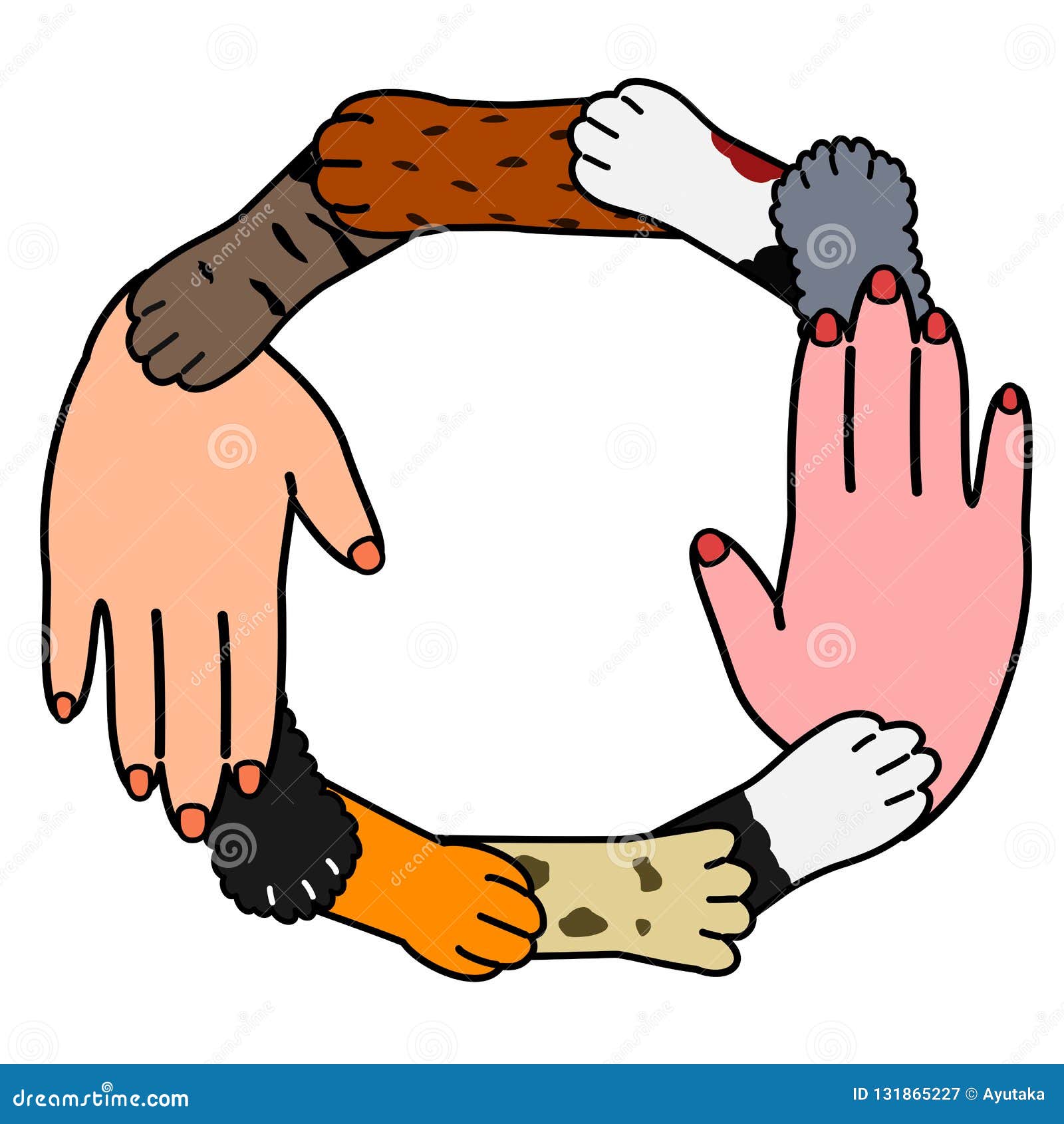 Animals and Human Cooperation Design Stock Vector - Illustration of ...