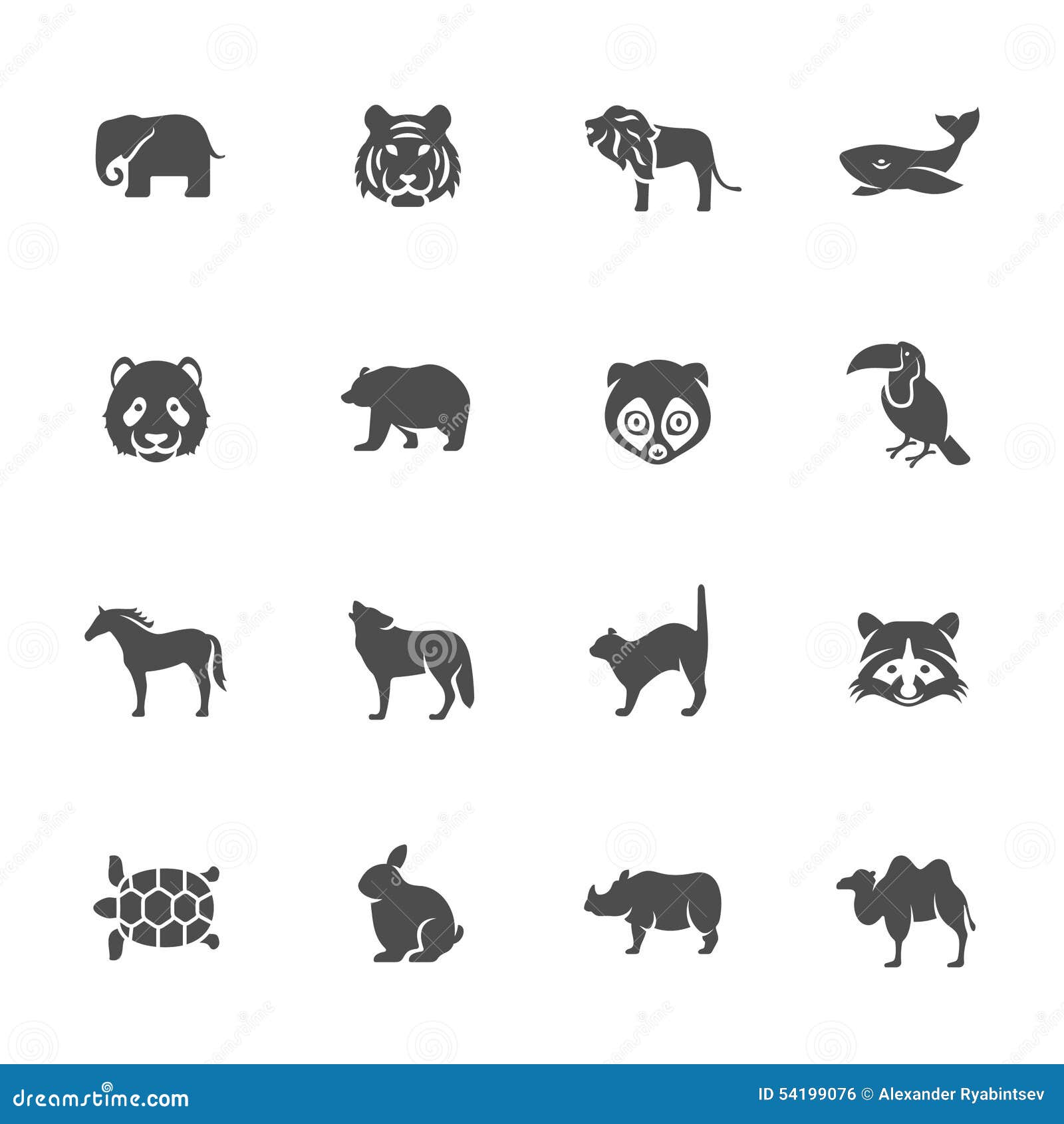 Animals icon set. stock vector. Illustration of lemur - 54199076