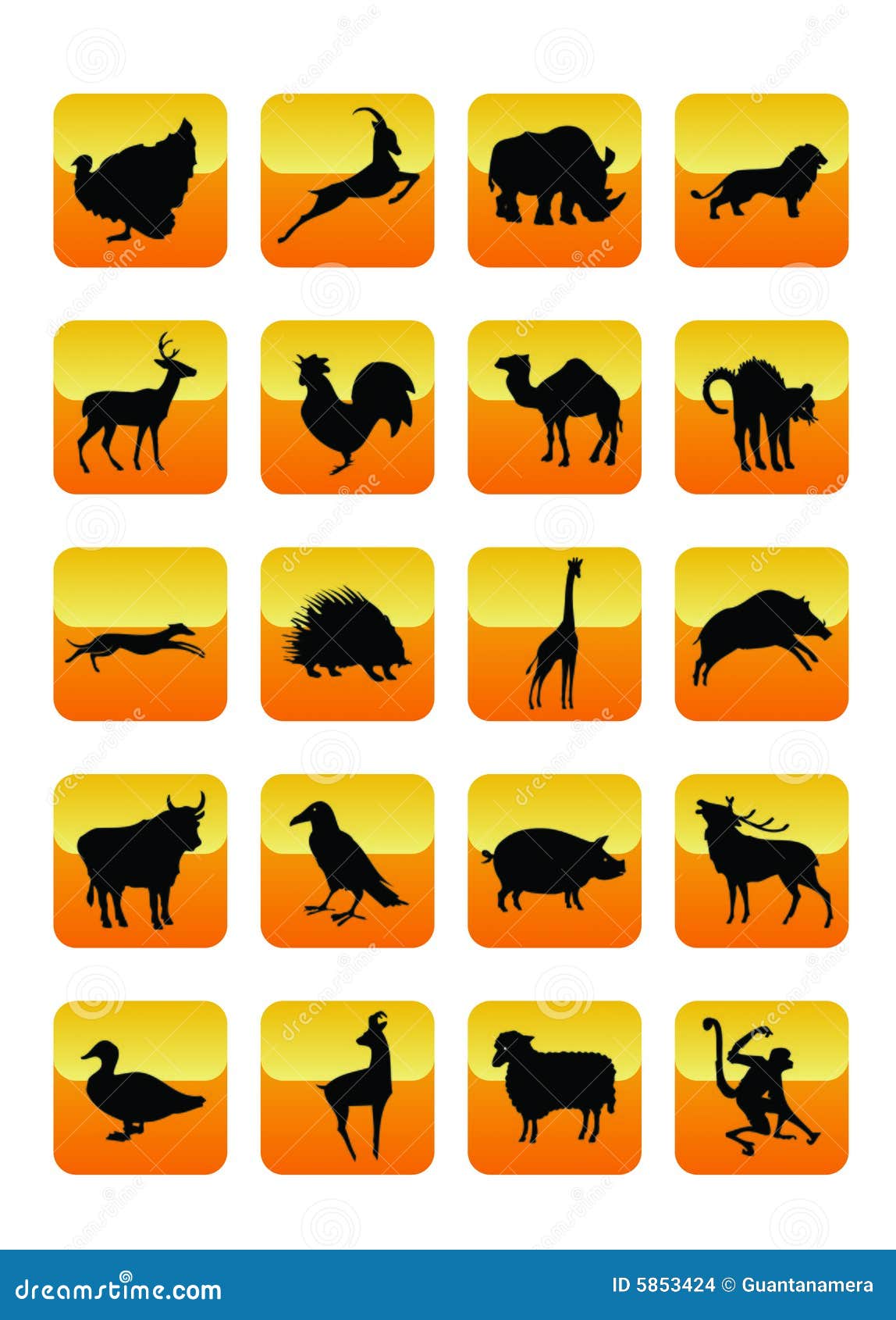 Animals Icons 01 stock vector. Illustration of antelope - 5853424