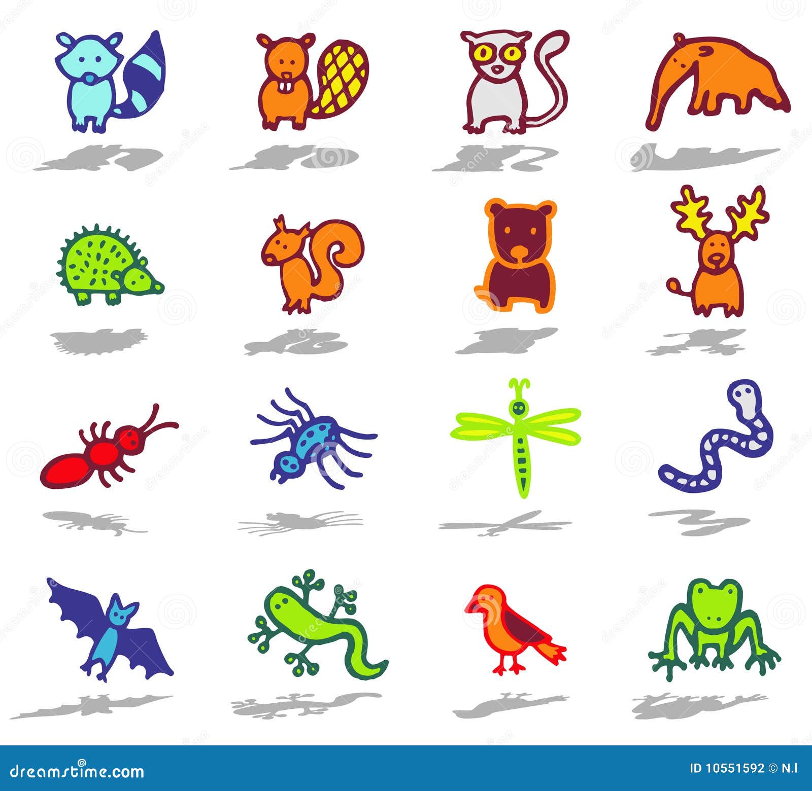 Animals icons set 4 stock vector. Illustration of snake - 10551592