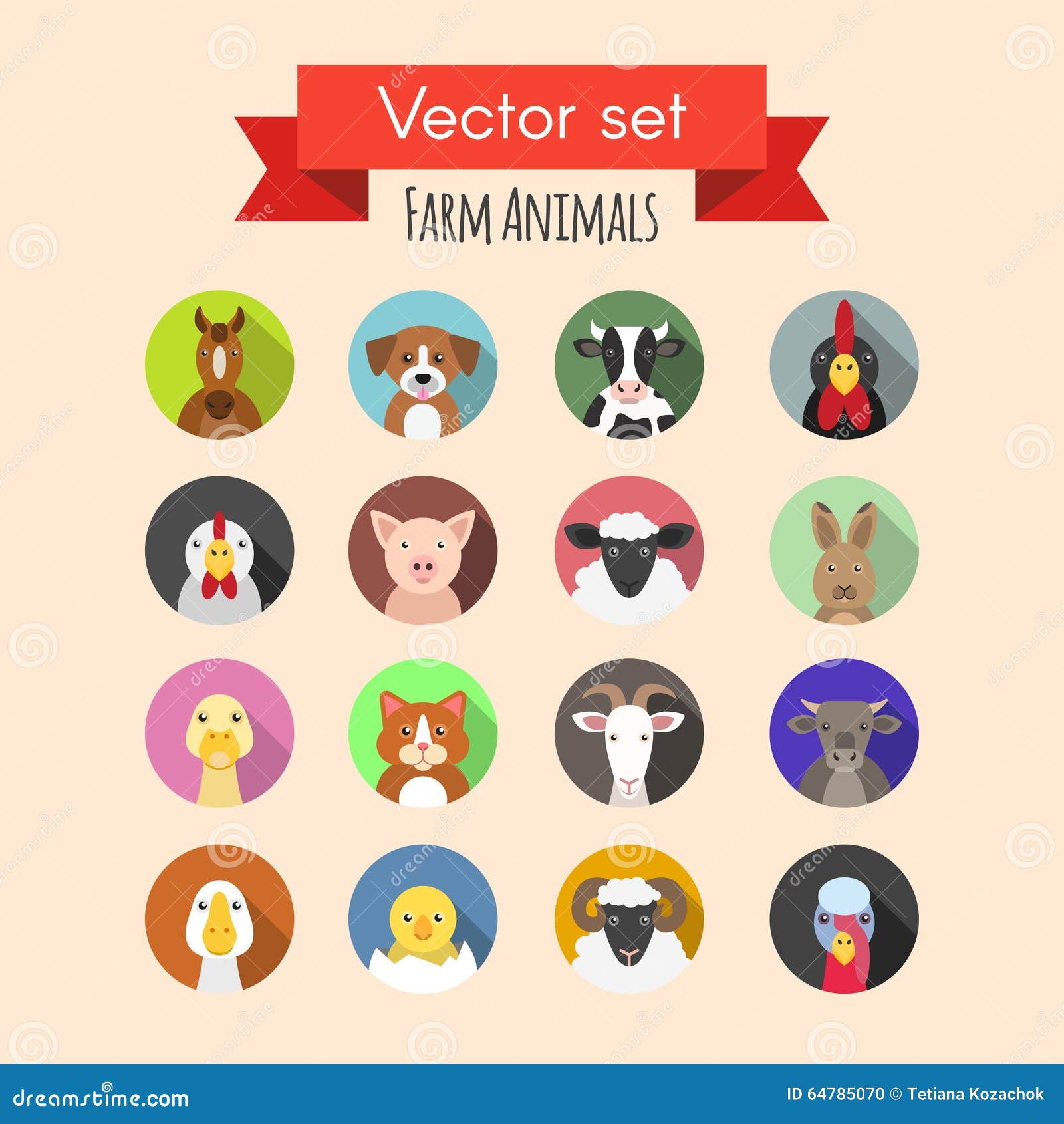 Animals icons stock vector. Illustration of bull, design - 64785070
