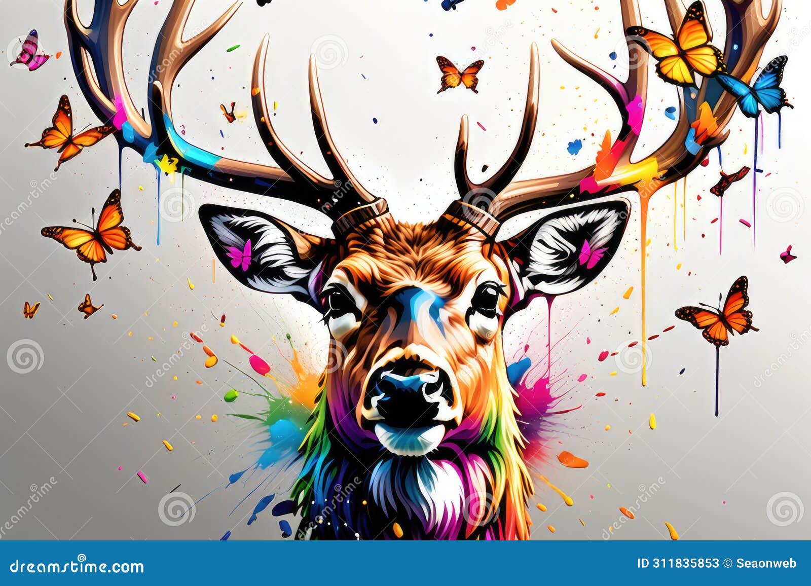 Animals Illustration Tshirt Design with Colorful Splash Editorial Stock ...