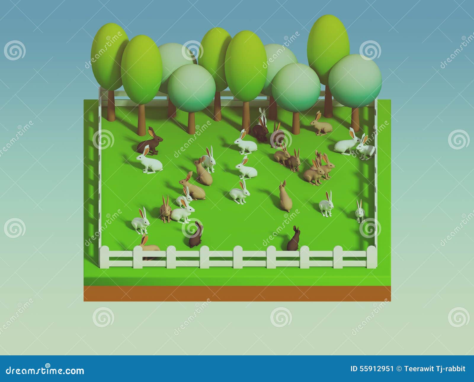 Animals in the Landscape, Isometric View Stock Illustration ...