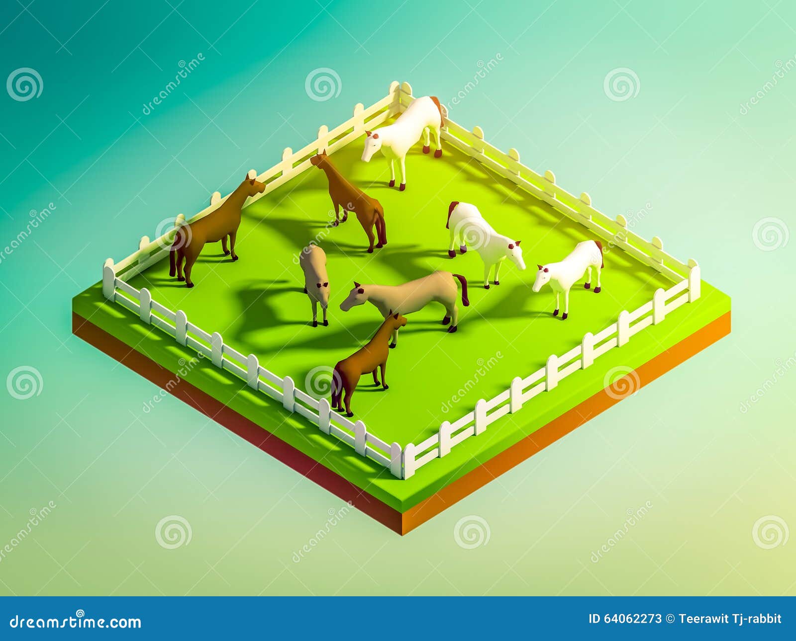 Animals in the Landscape, Isometric View Stock Illustration ...