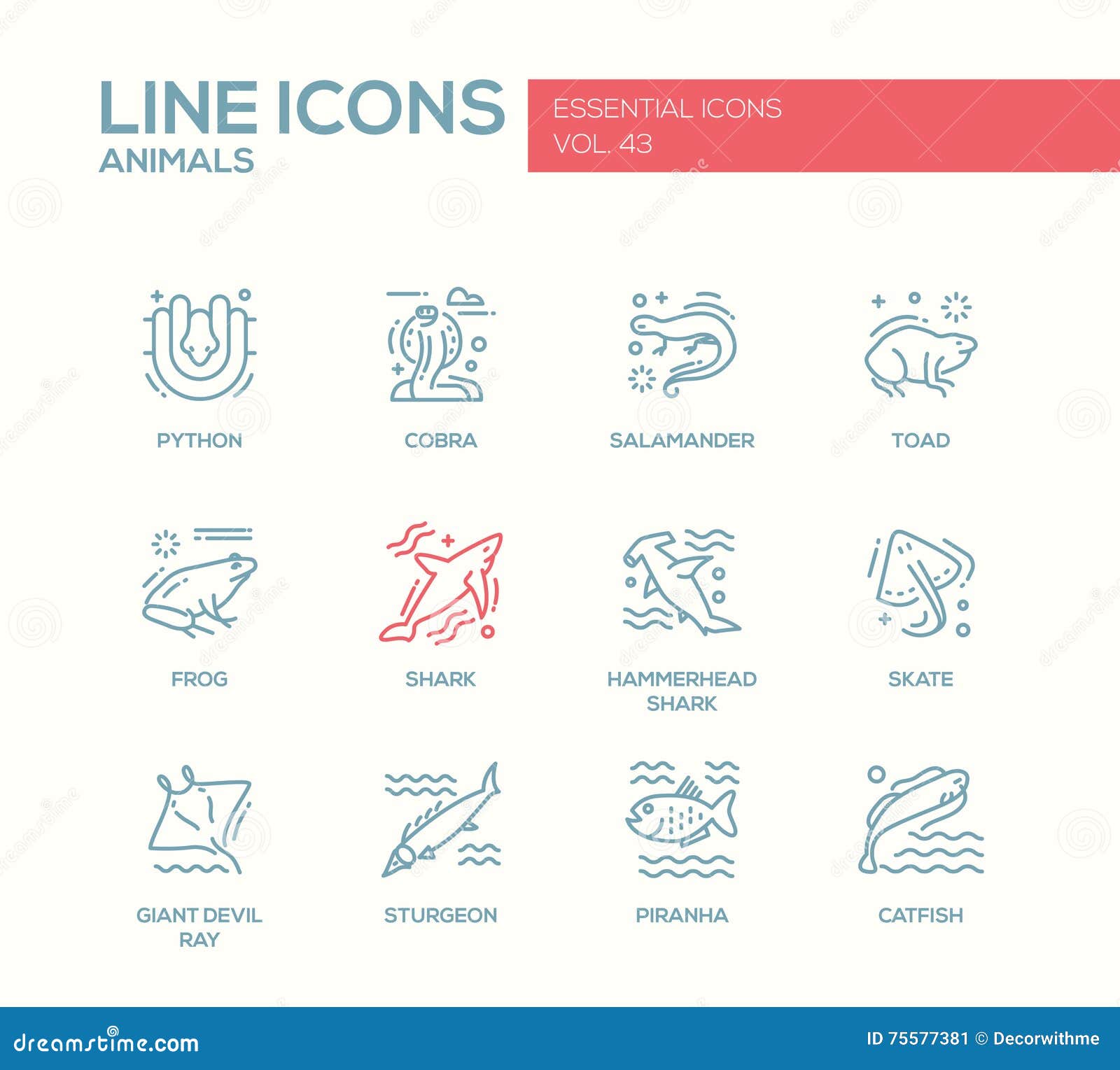 Animals - Line Design Icons Set Stock Vector - Illustration of concept ...