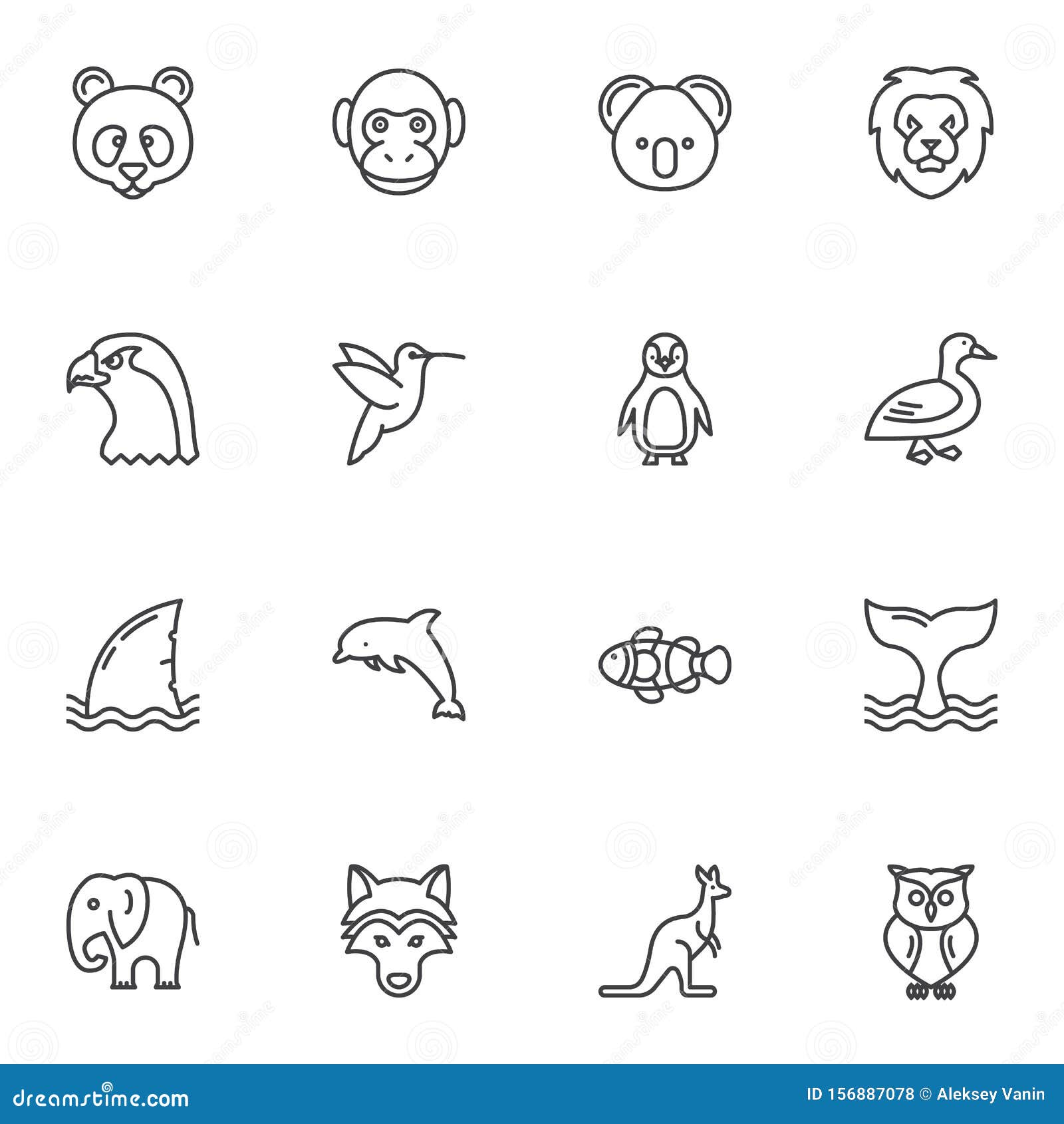Sea Animals Line Set Cartoon Vector | CartoonDealer.com #120824645 Sea Animals Line Set Cartoon Vector | CartoonDealer.com #120824645