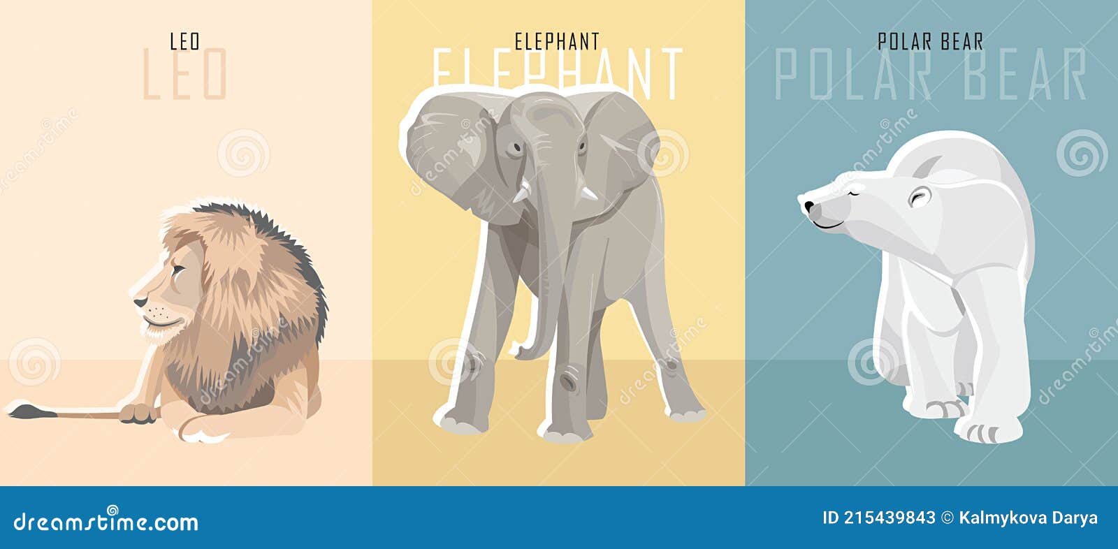 Animals. Lion, Elephant, Polar Bear. Vector Illustration Stock Vector ...
