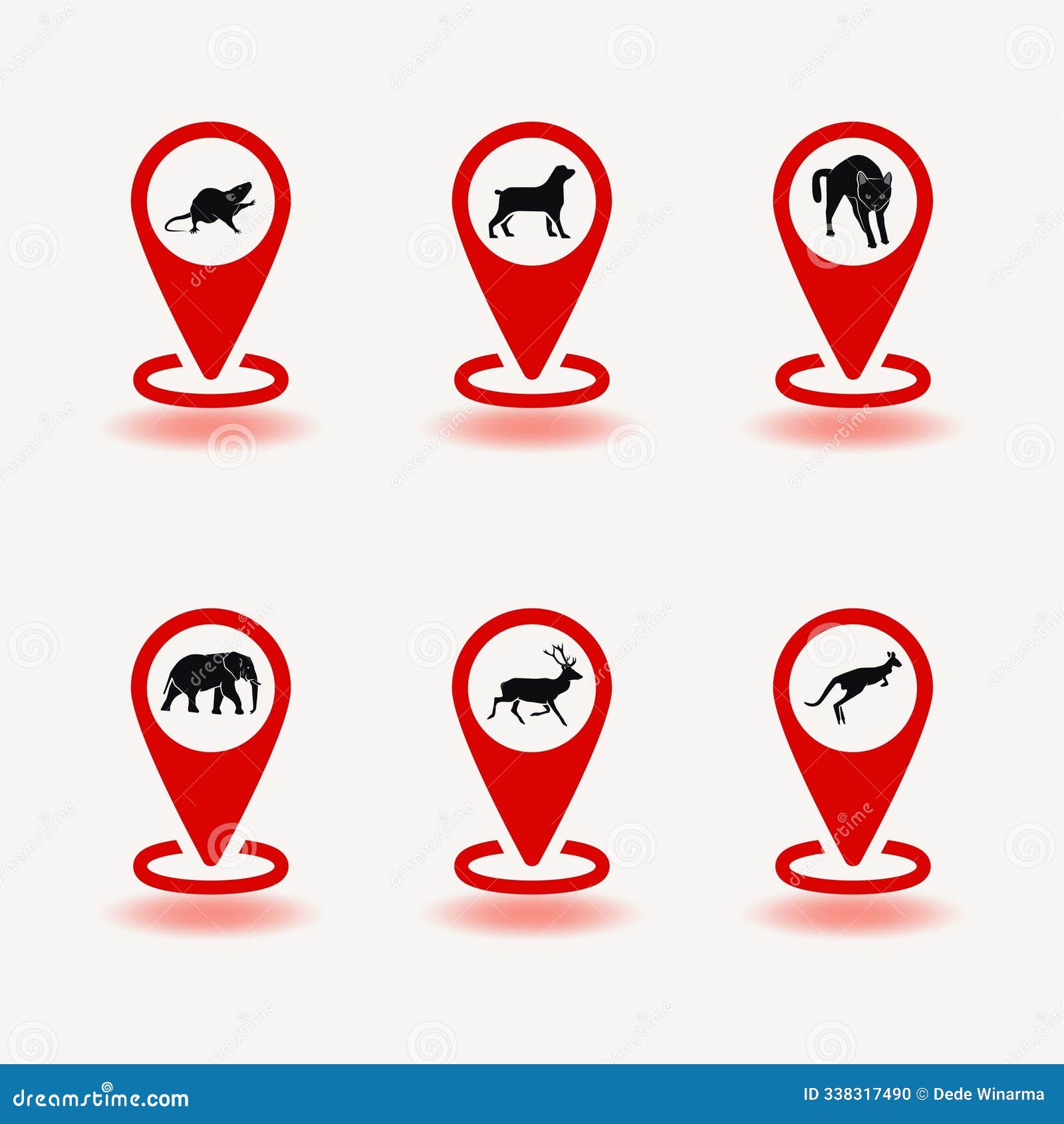 Animals in Location Pins Graphic Design Vector Illustration Stock ...