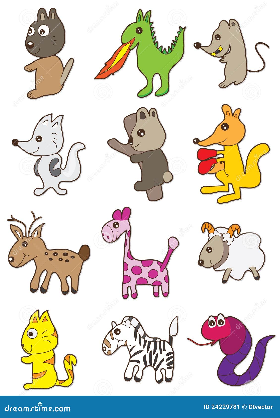 Animals look side set stock vector. Illustration of animal - 24229781