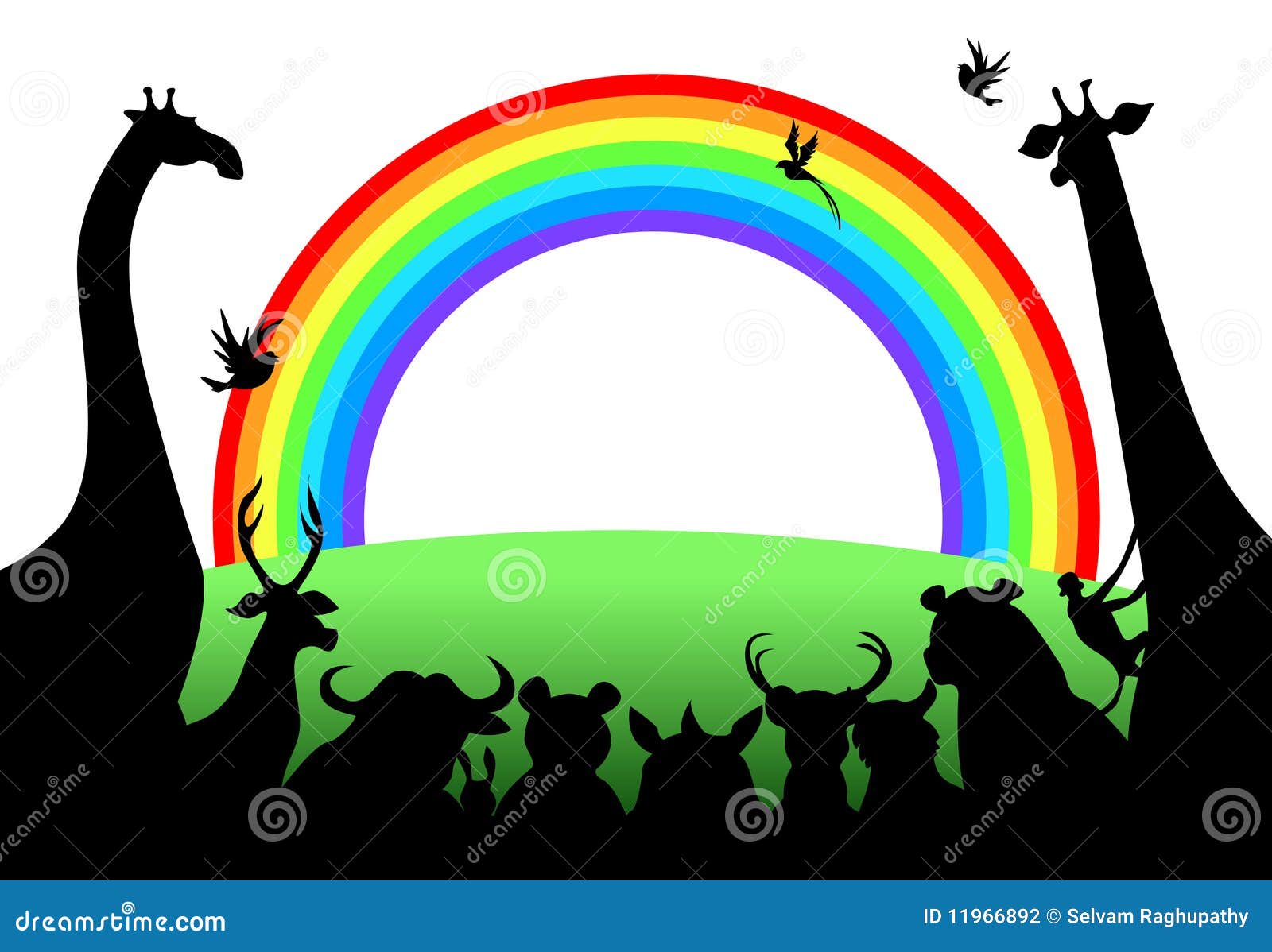 Animals looking rainbow stock vector. Illustration of meeting - 11966892
