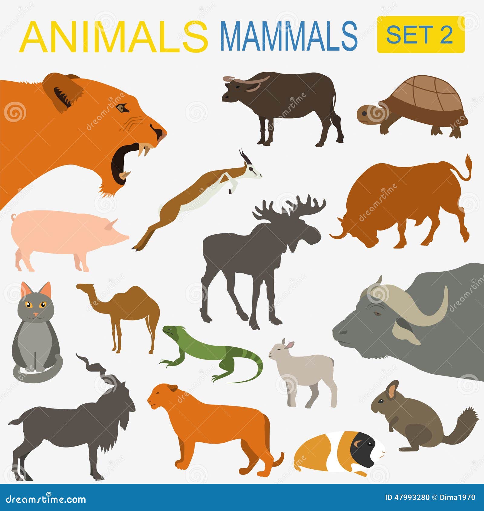 Animals Mammals Icon Set. Vector Flat Style Stock Illustration ... Animals Mammals Icon Set. Vector Flat Style Stock Illustration ...