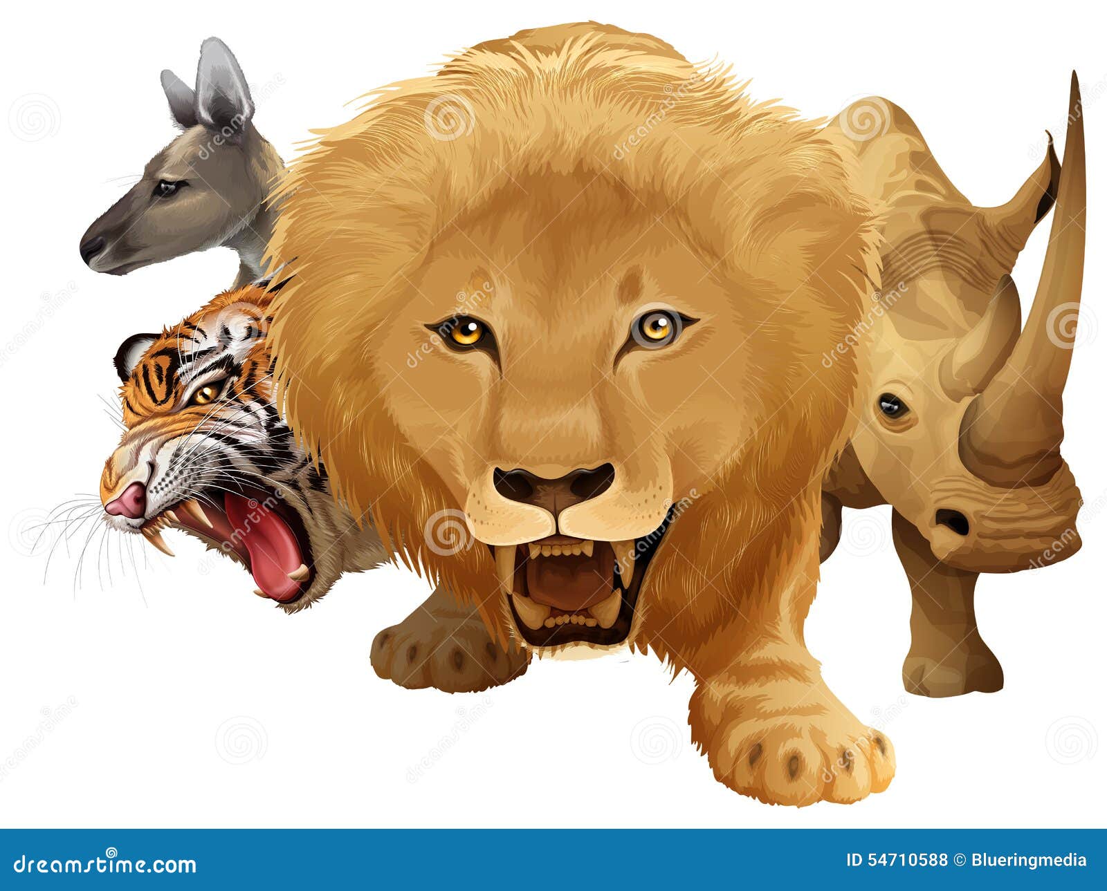 Wild Animals Living Together Stock Illustrations – 62 Wild Animals ...