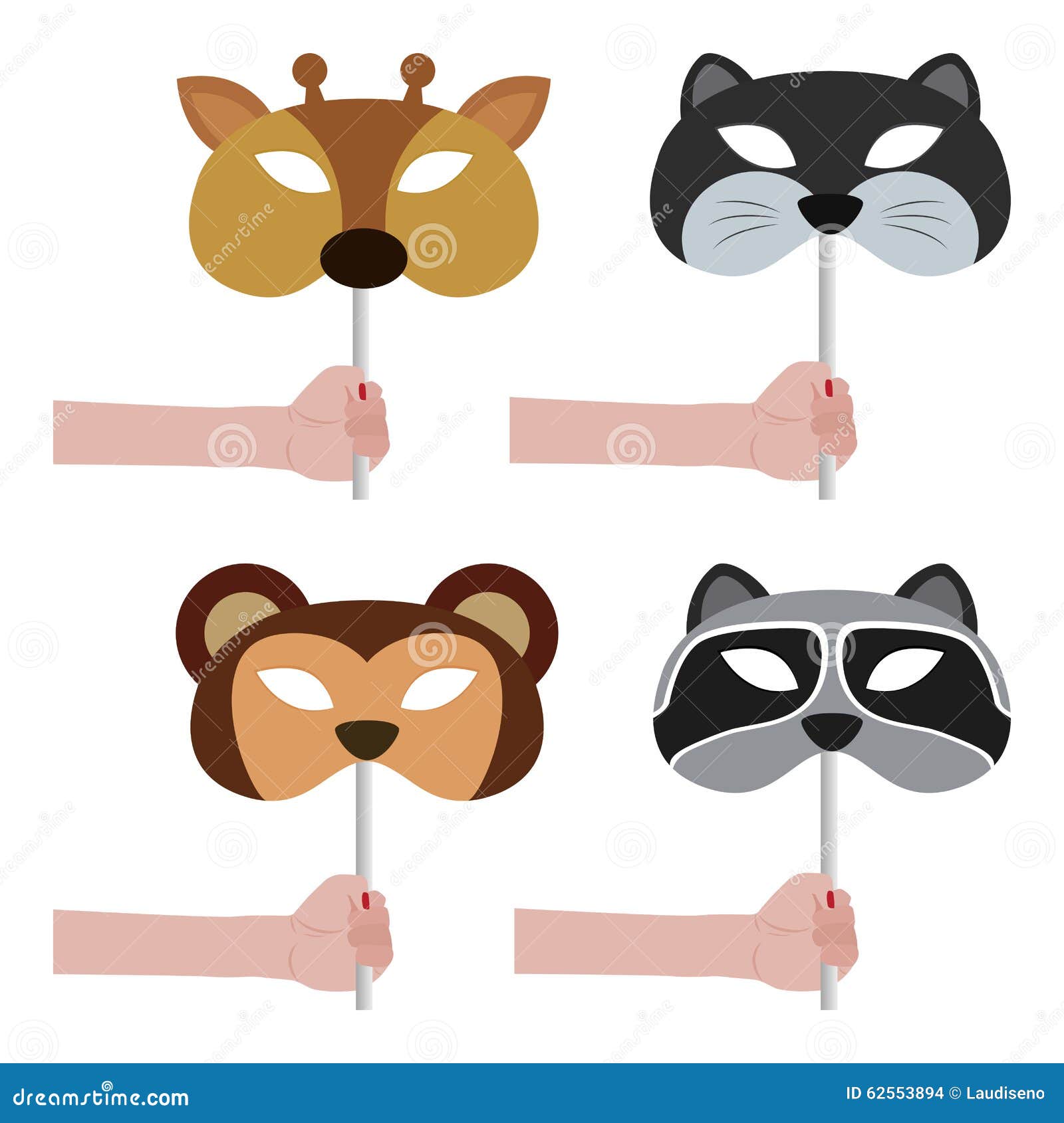 Animals Mask Cartoon Vector | CartoonDealer.com #62553901