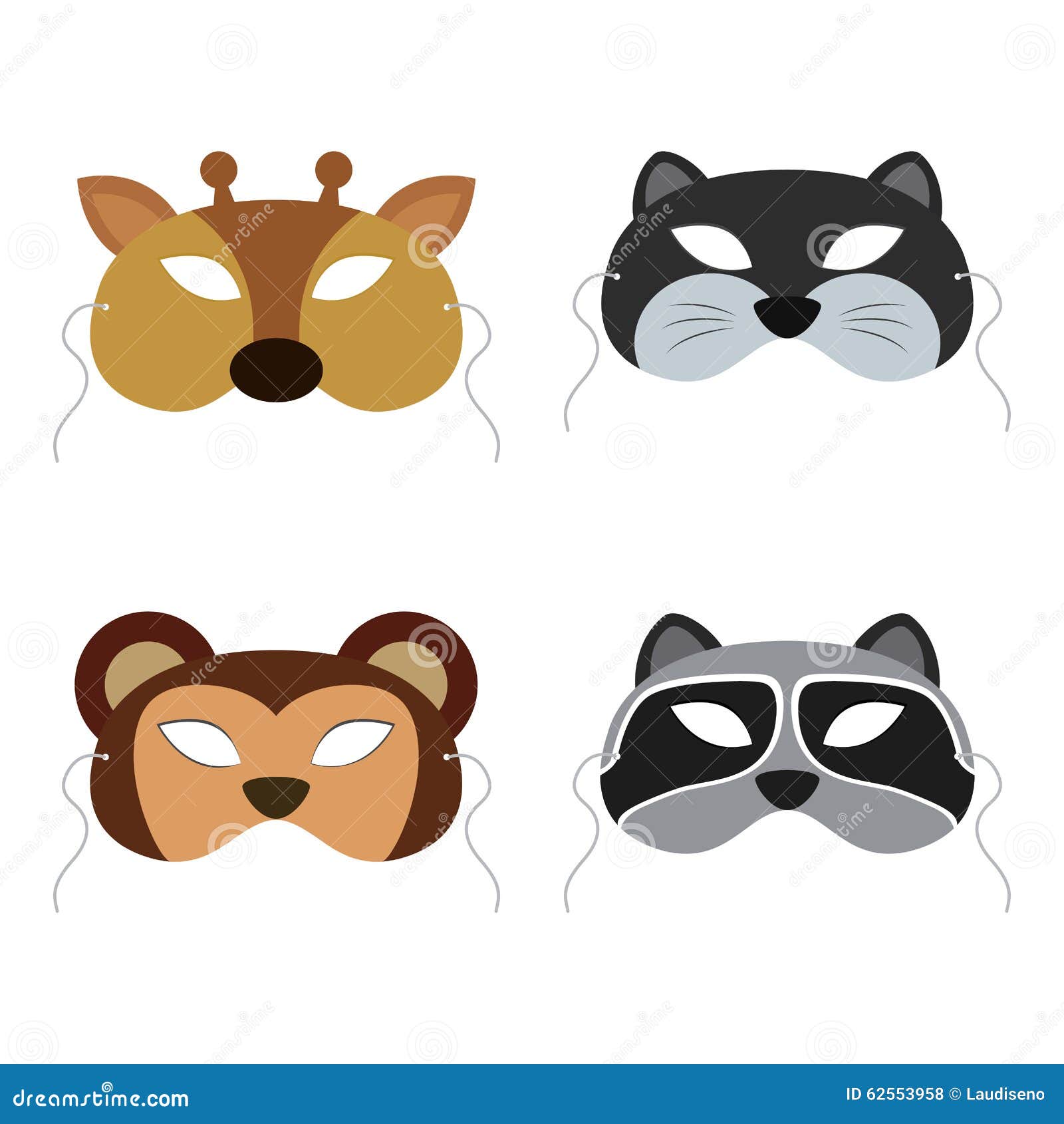 Animals Mask Cartoon Vector | CartoonDealer.com #62553901