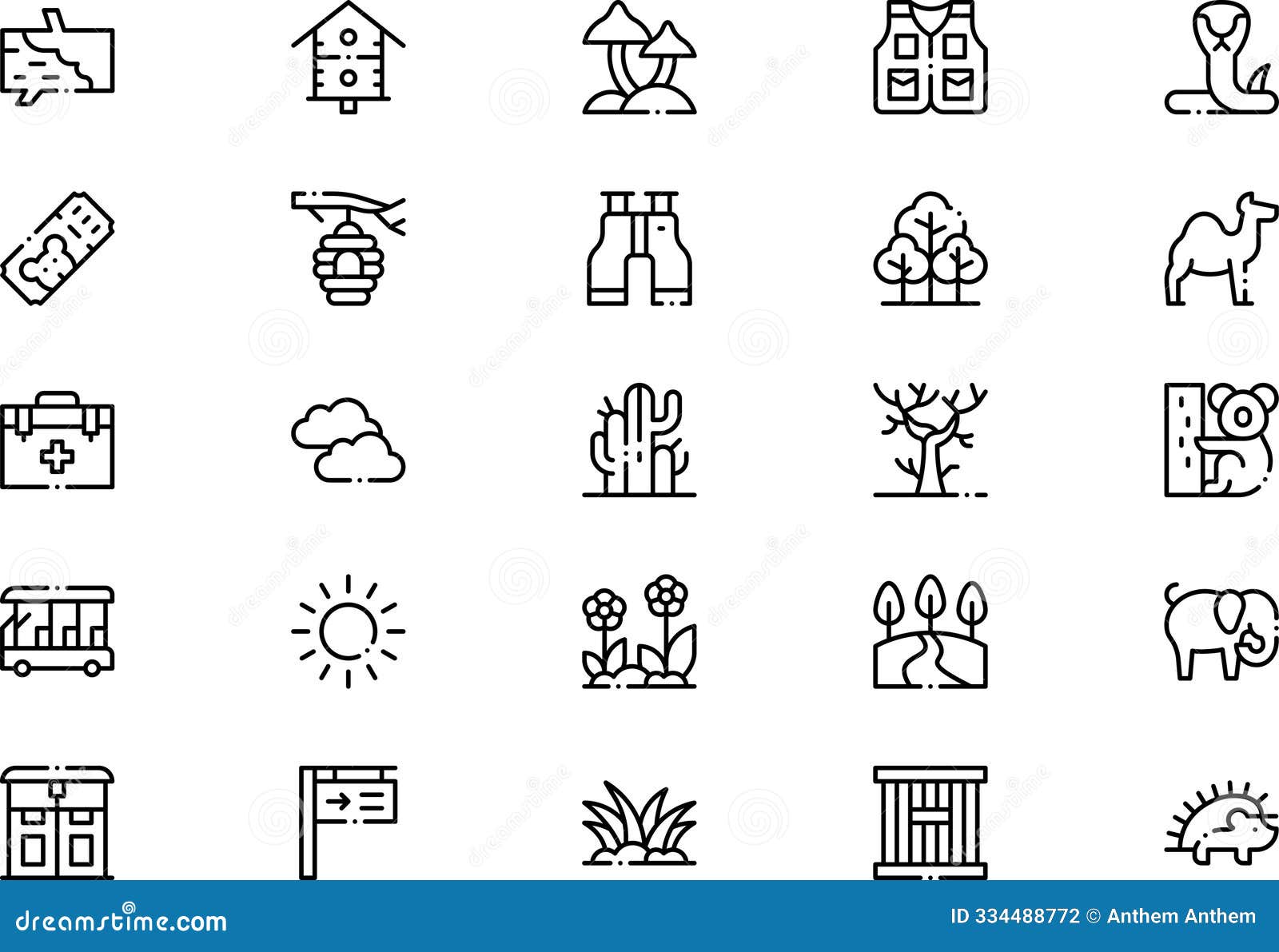 Animals and Nature Park Icons Collection is a Vector Illustration with ...
