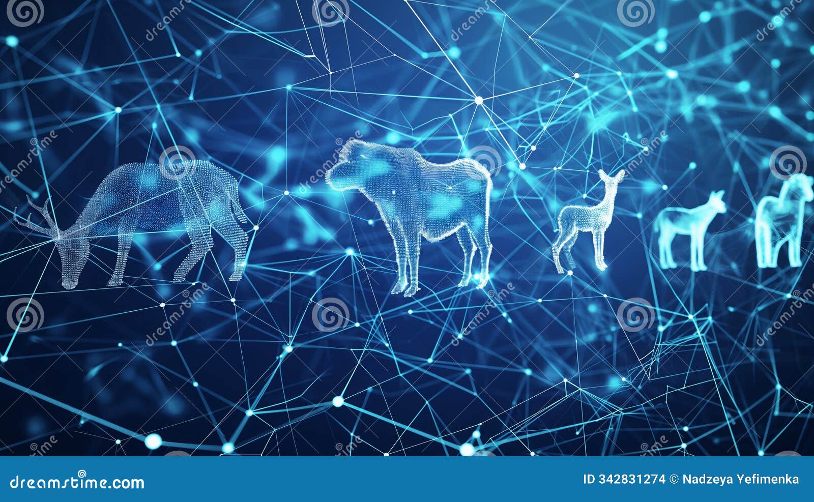Animals Network Digital Visualization Various Connections Artificial ...