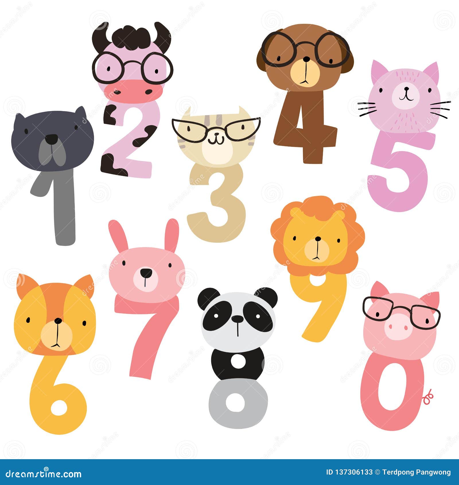 Animals Number Vector Design Stock Vector - Illustration of object ...