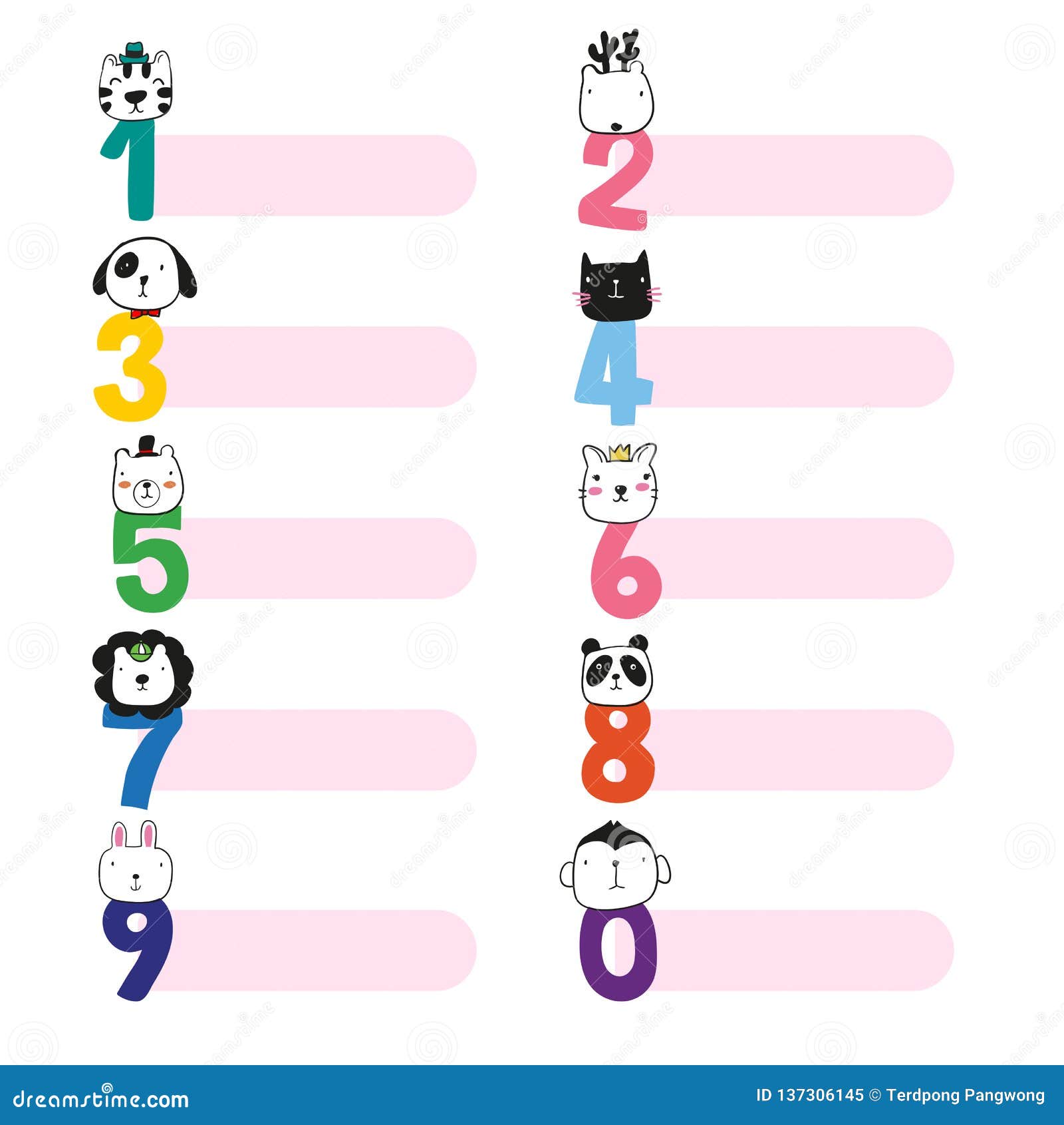 Animals Number Vector Design Stock Vector - Illustration of rabbit ...