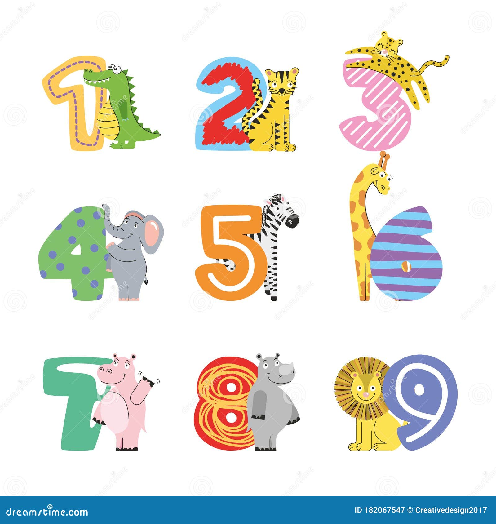Animals with Numbers Vector Stock Vector - Illustration of numerical ...