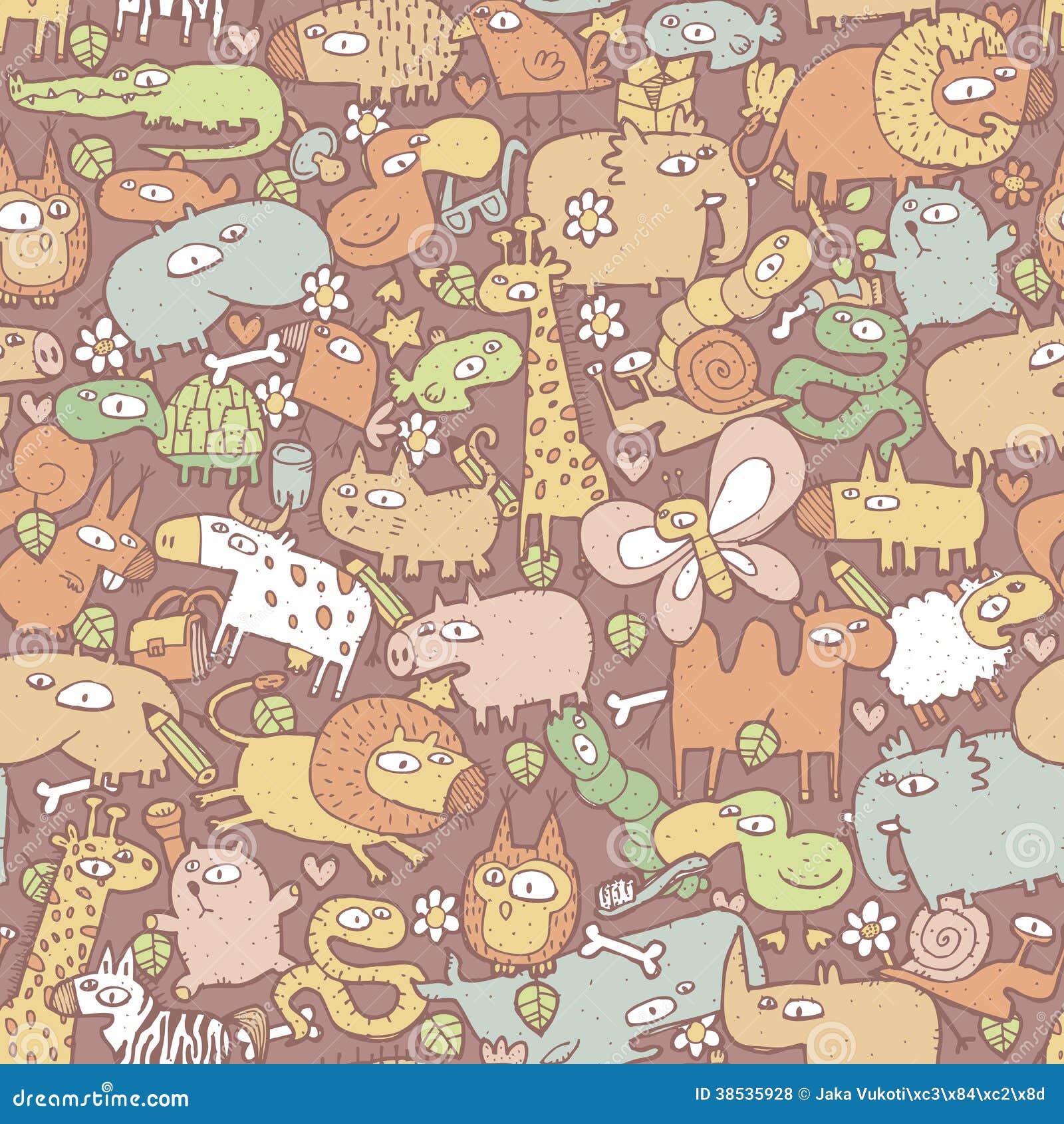 Animals and Objects Seamless Pattern Stock Vector - Illustration of ...