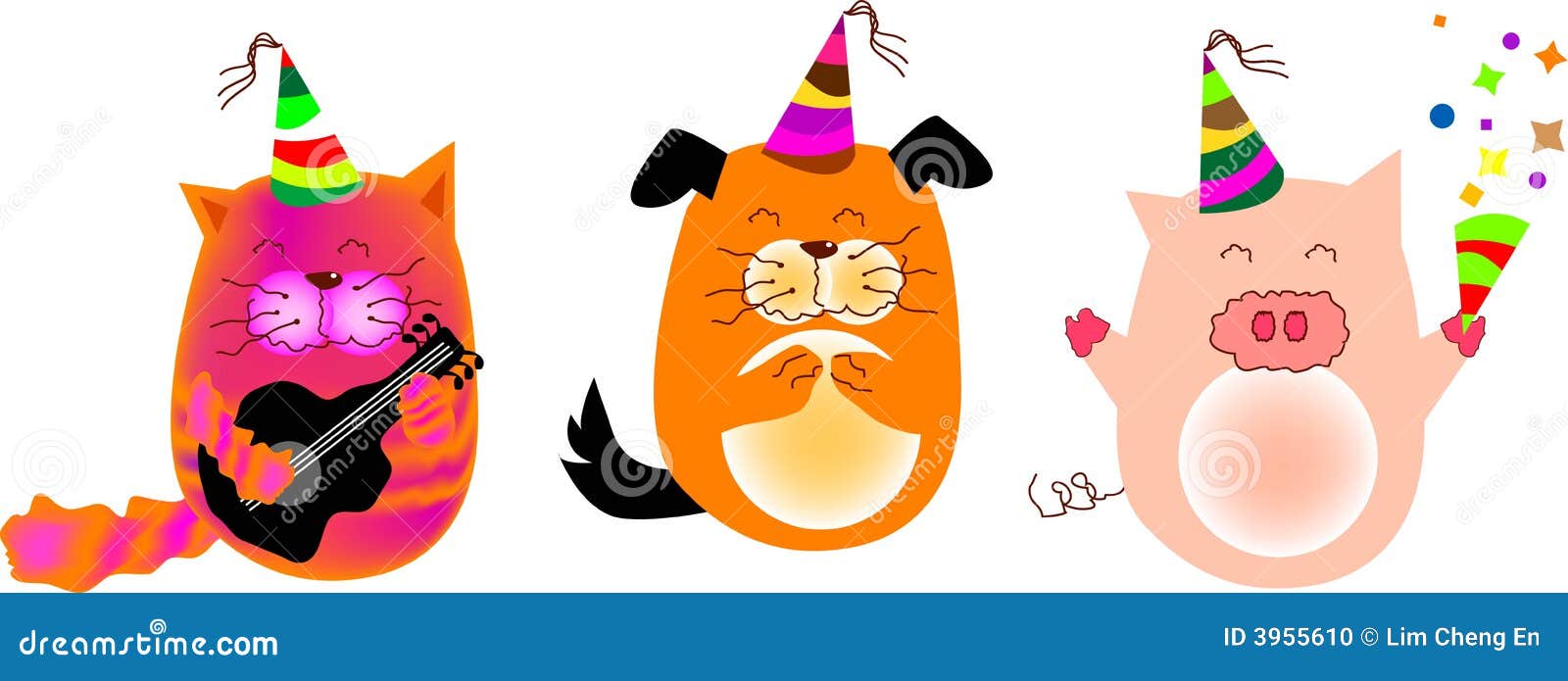 Animals party stock vector. Illustration of holiday, party - 3955610