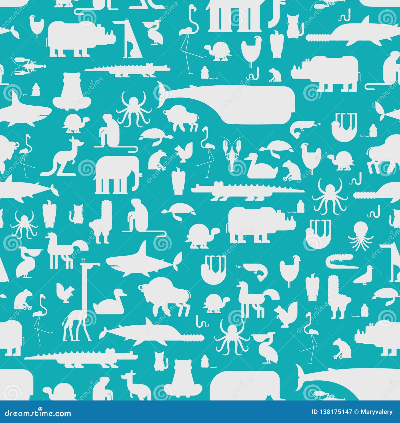 Animals Pattern Seamless. Zoo Background Stock Vector - Illustration of ...