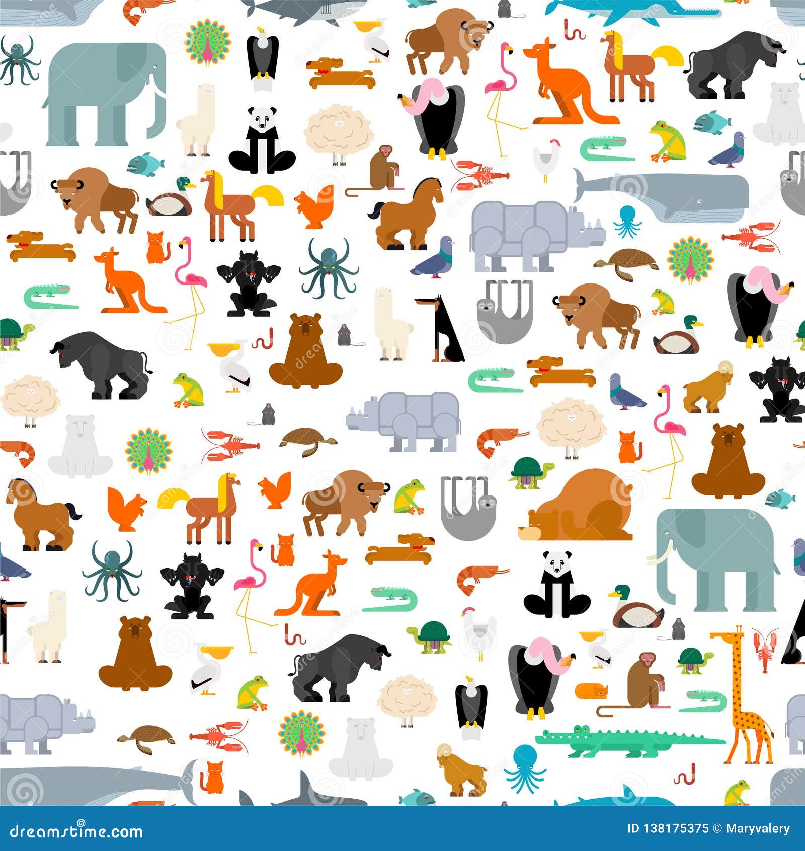 Animals Pattern Seamless. Zoo Background. Baby Cloth Texture Vector ...