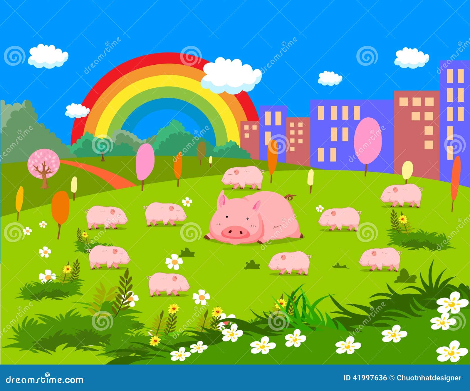 Animals with pigs family stock illustration. Illustration of farm ...