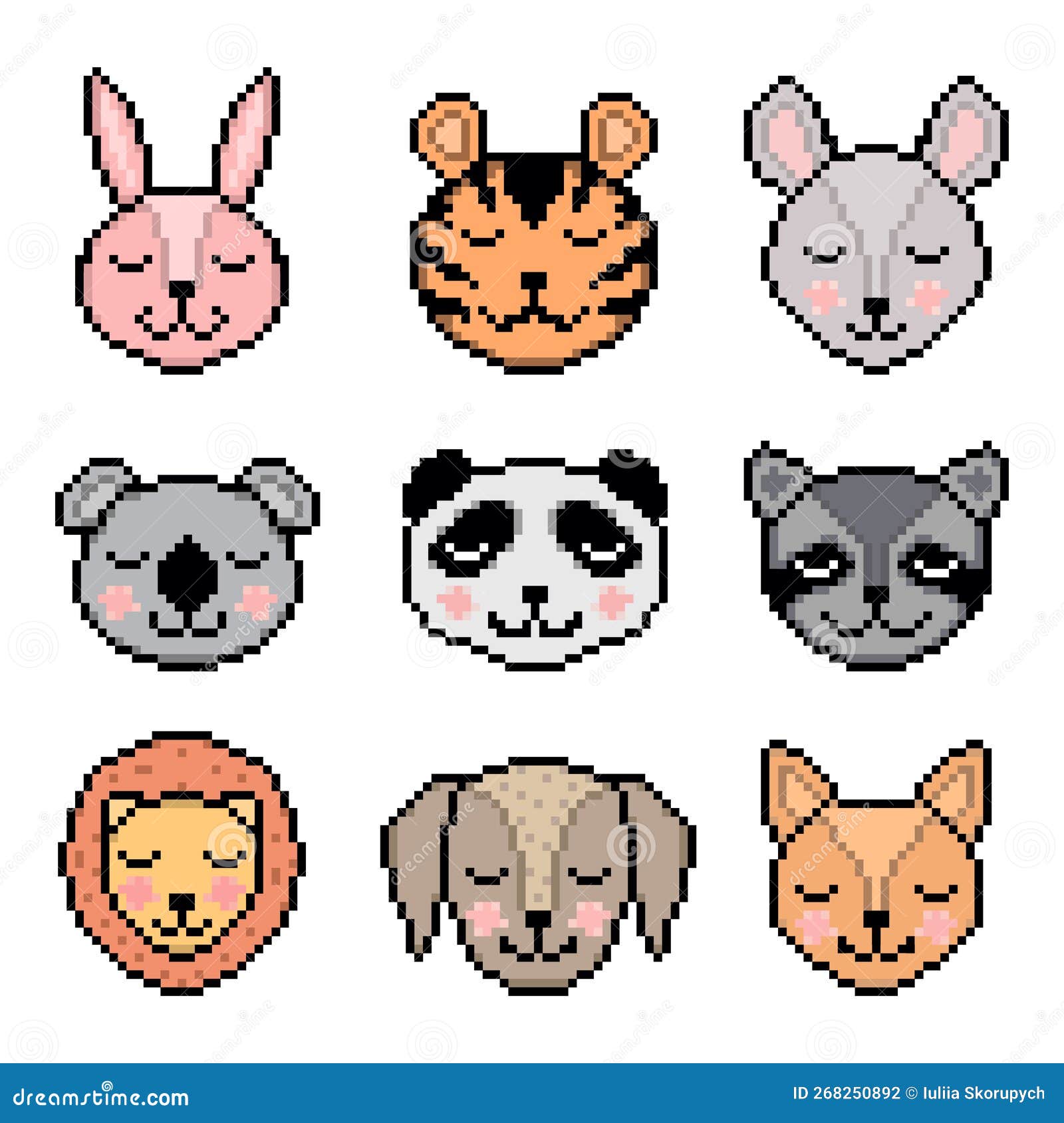 Animals in pixel style stock vector. Illustration of tiger - 268250892