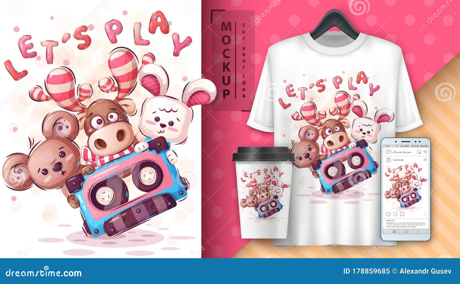 Animals Gadget Vector Animalistic Cartoon Character Bear Cat Or Dog ...