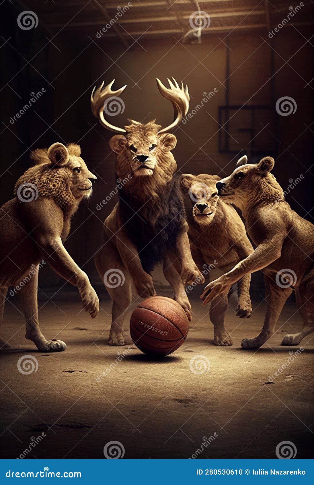 Animals Playing Basketball. AI Generated Stock Photo - Image of ...