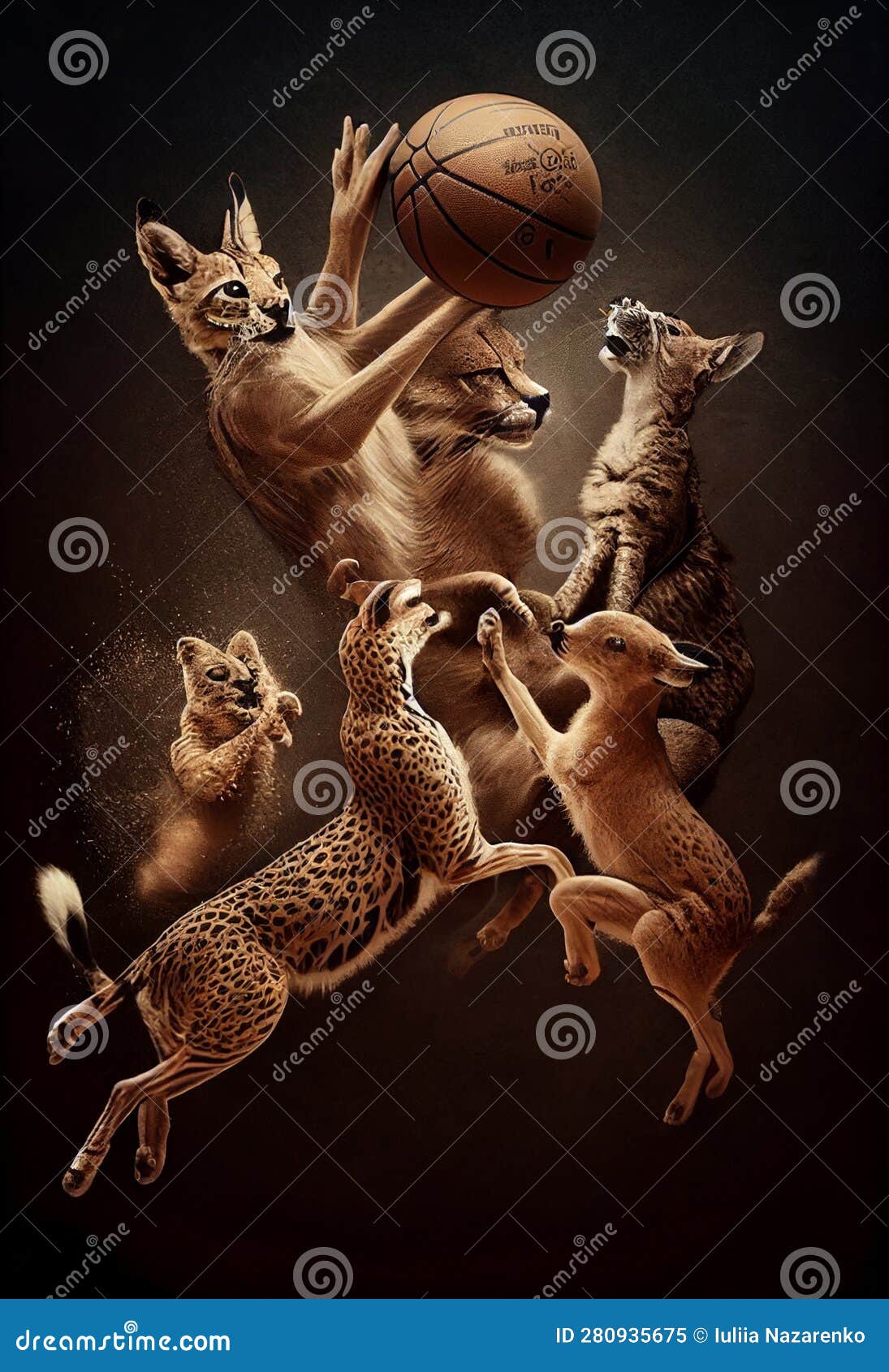 Animals Playing Basketball. AI Generated Stock Illustration ...