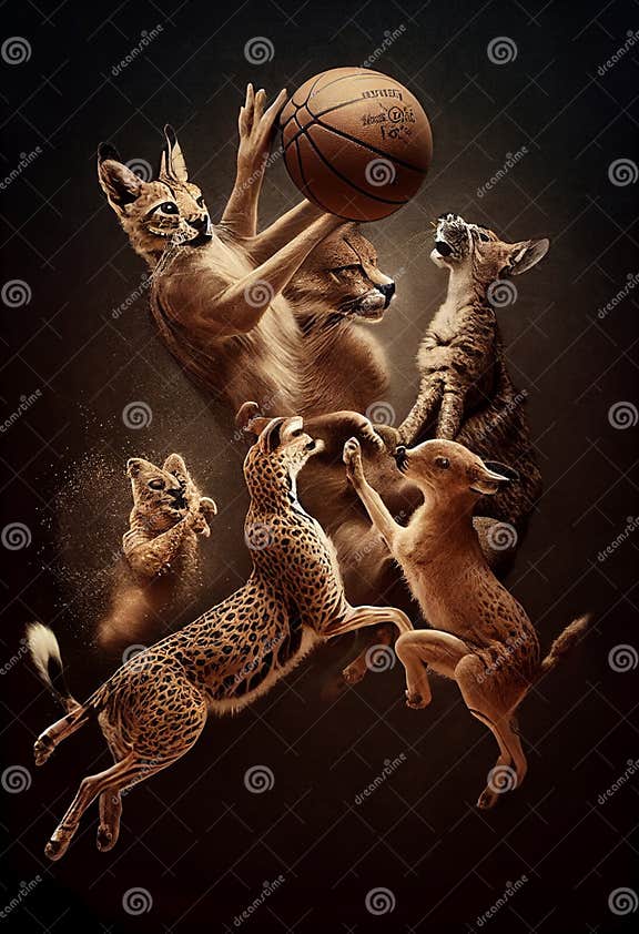 Animals Playing Basketball. AI Generated Stock Illustration ...