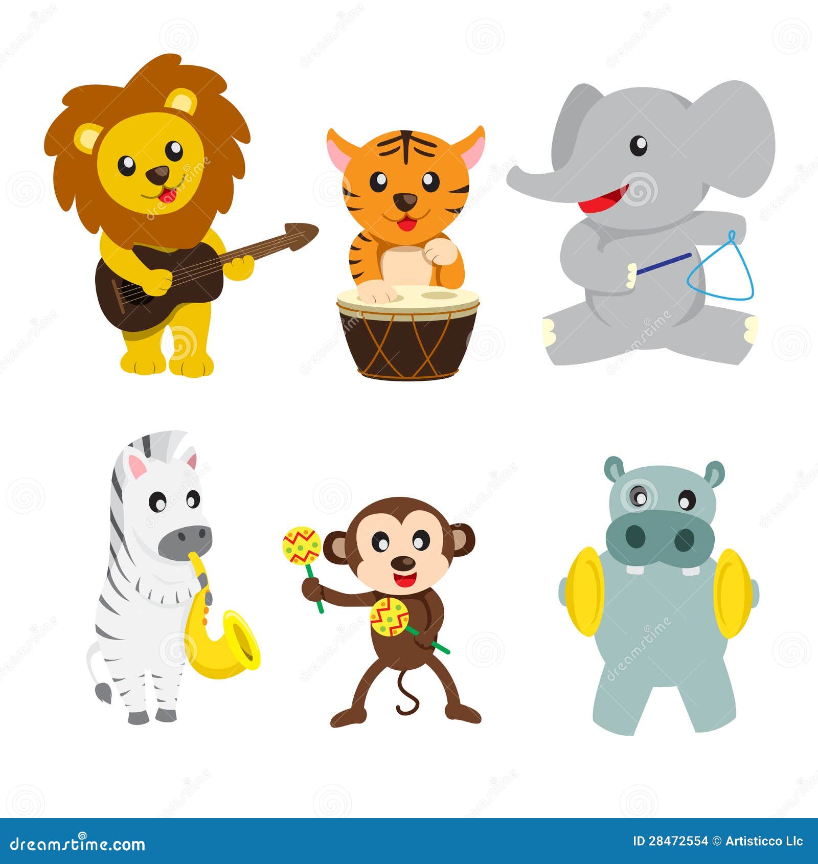 Animals playing music stock vector. Illustration of drums - 28472554