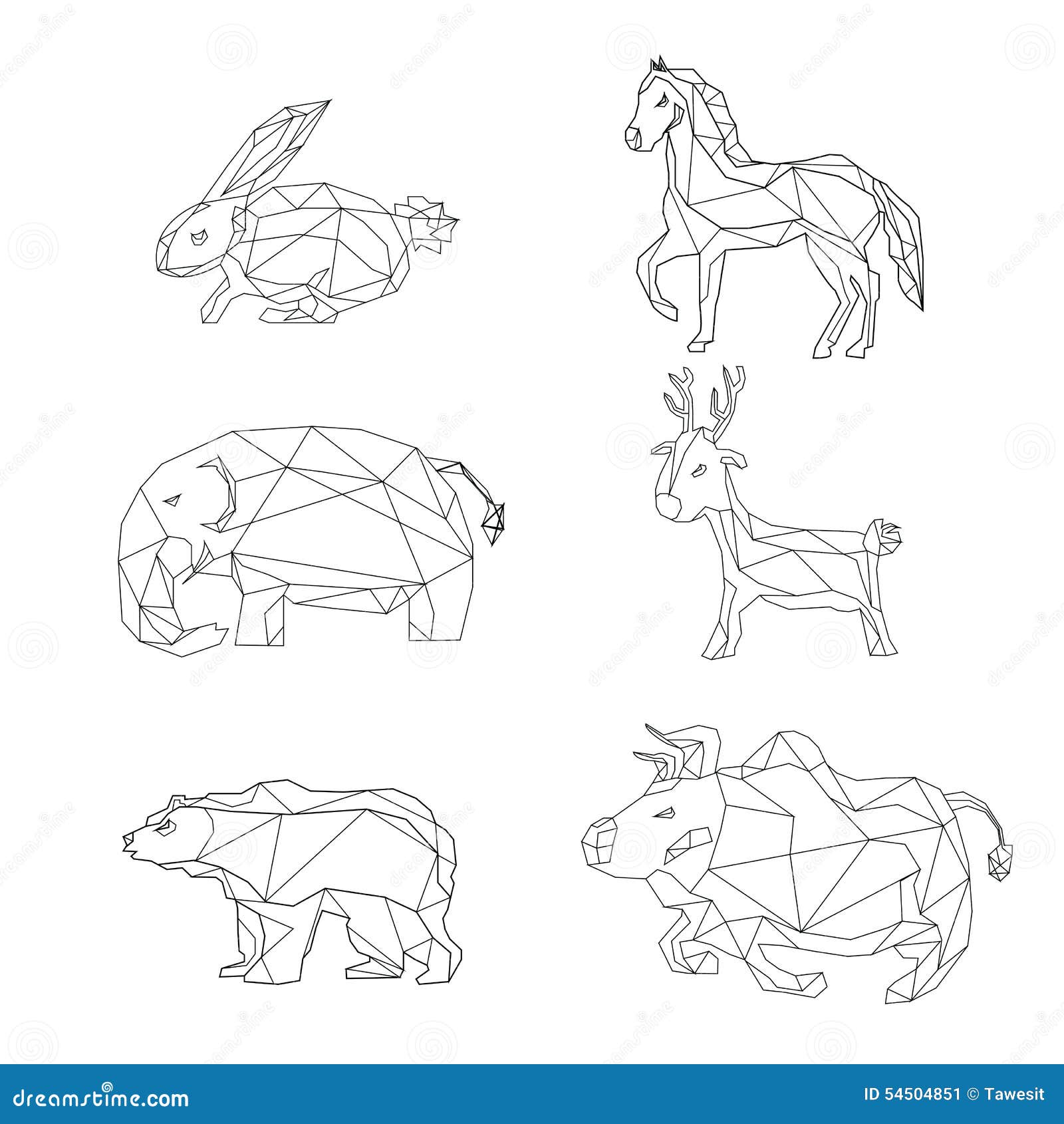 Animals Polygonal Shape Design Stock Vector - Illustration of poly ...