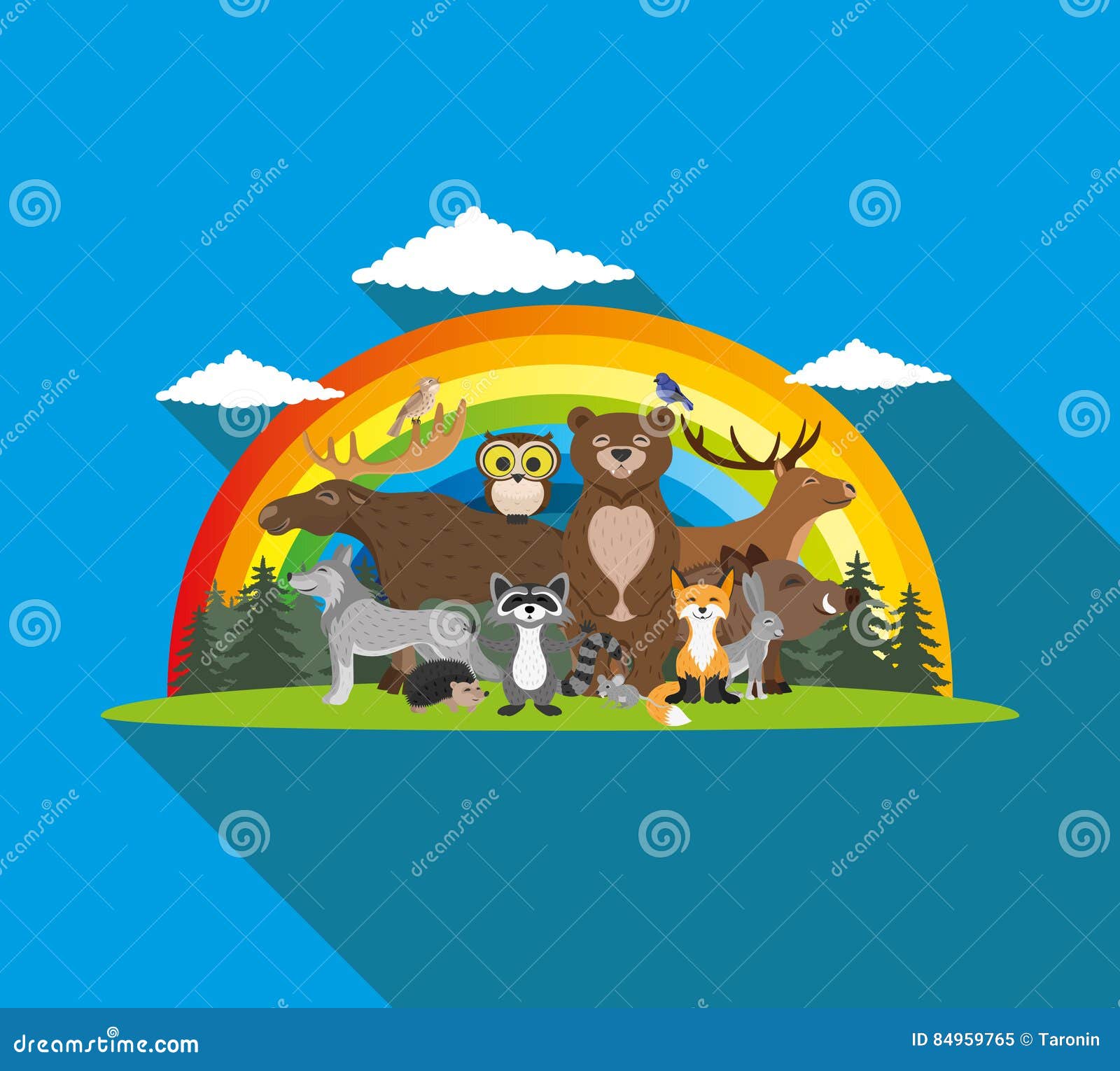 Animals And Rainbow In The Background Royalty-Free Stock Photography ...