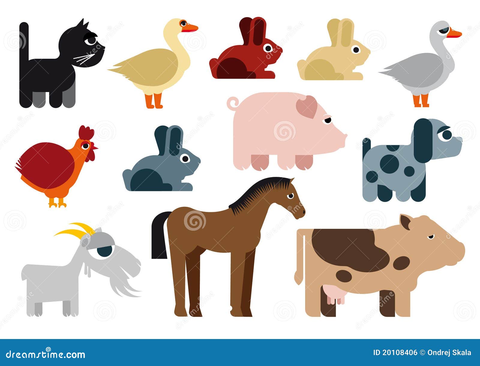 Animals Raster Naive Caricature Stock Vector - Illustration of cartoon ...